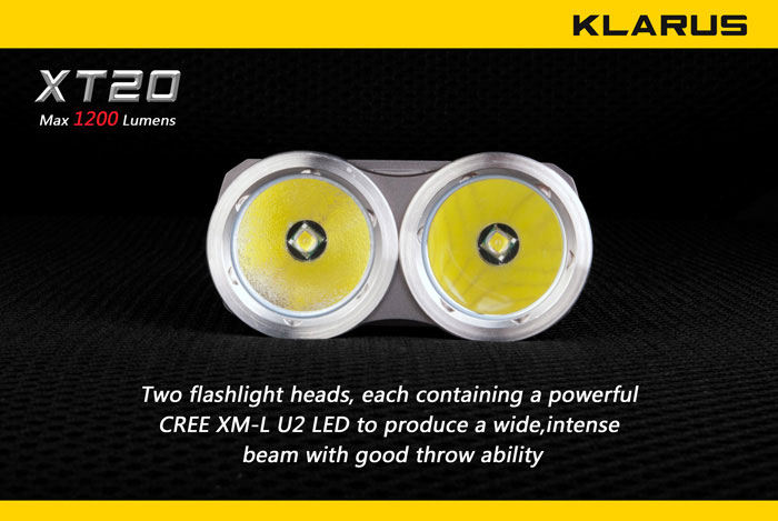 Klarus XT20 Tactical LED 4xCR123A Twin Head Flashlight, Military Gray ...