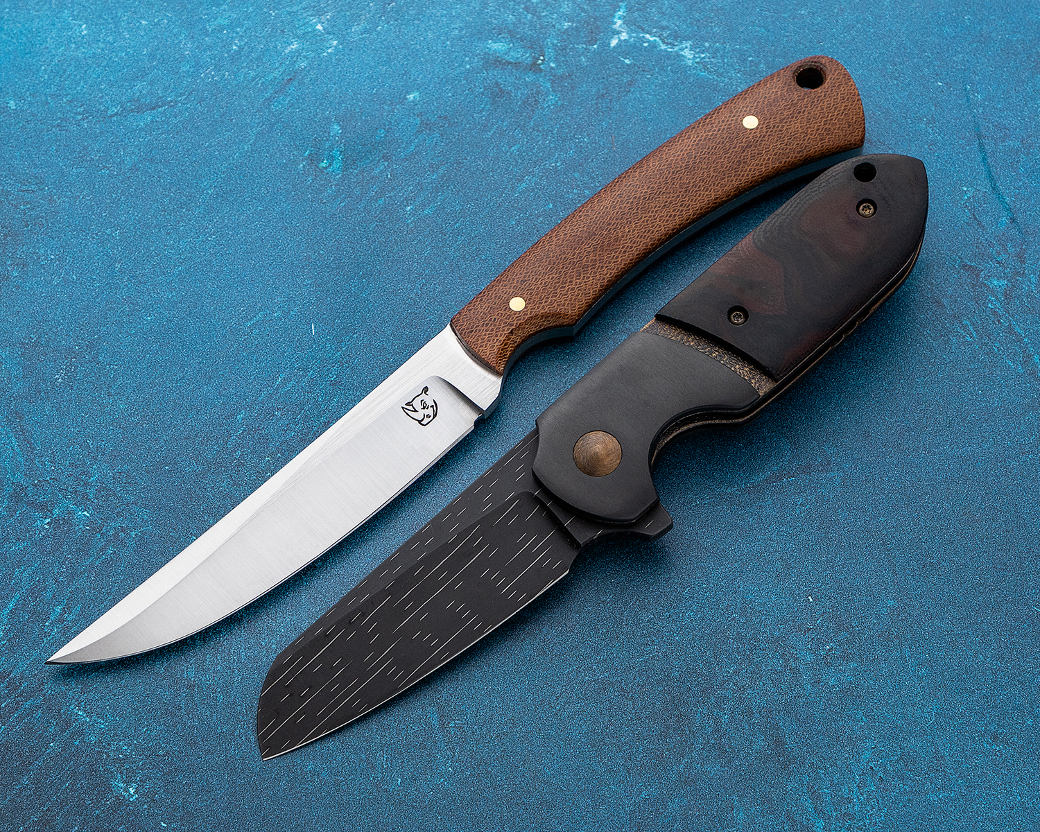 KM Designs Custom Drei Konig Flipper Knife 3" Nichols Starfire Damascus ...