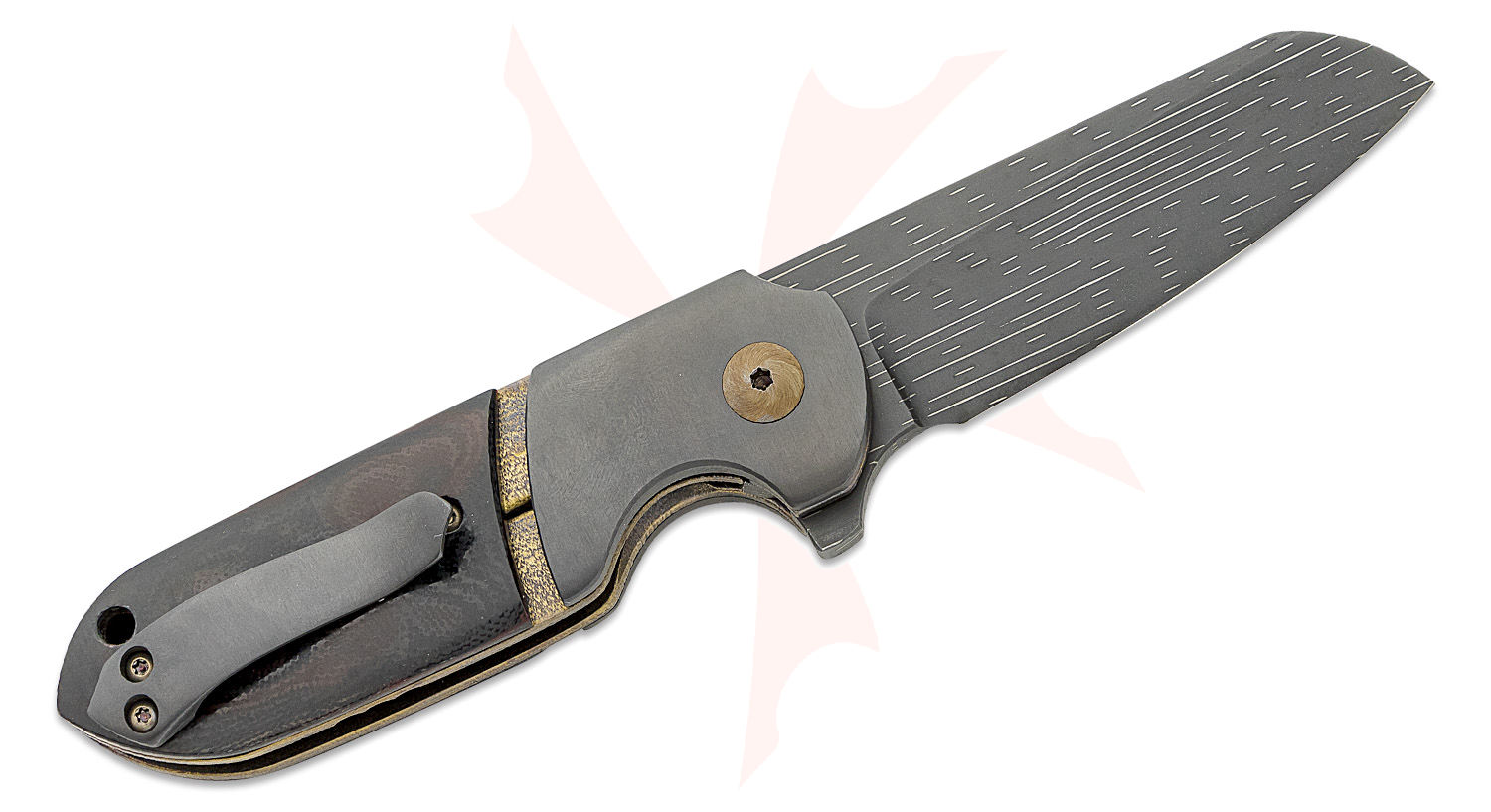 KM Designs Custom Drei Konig Flipper Knife 3" Nichols Starfire Damascus ...