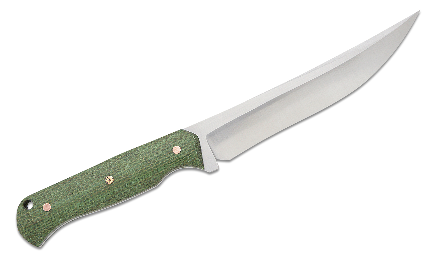 KM Designs Custom Prototype Fixed Blade Knife 6.25" CPM-154 Satin Skinner Blade, Contoured Green ...