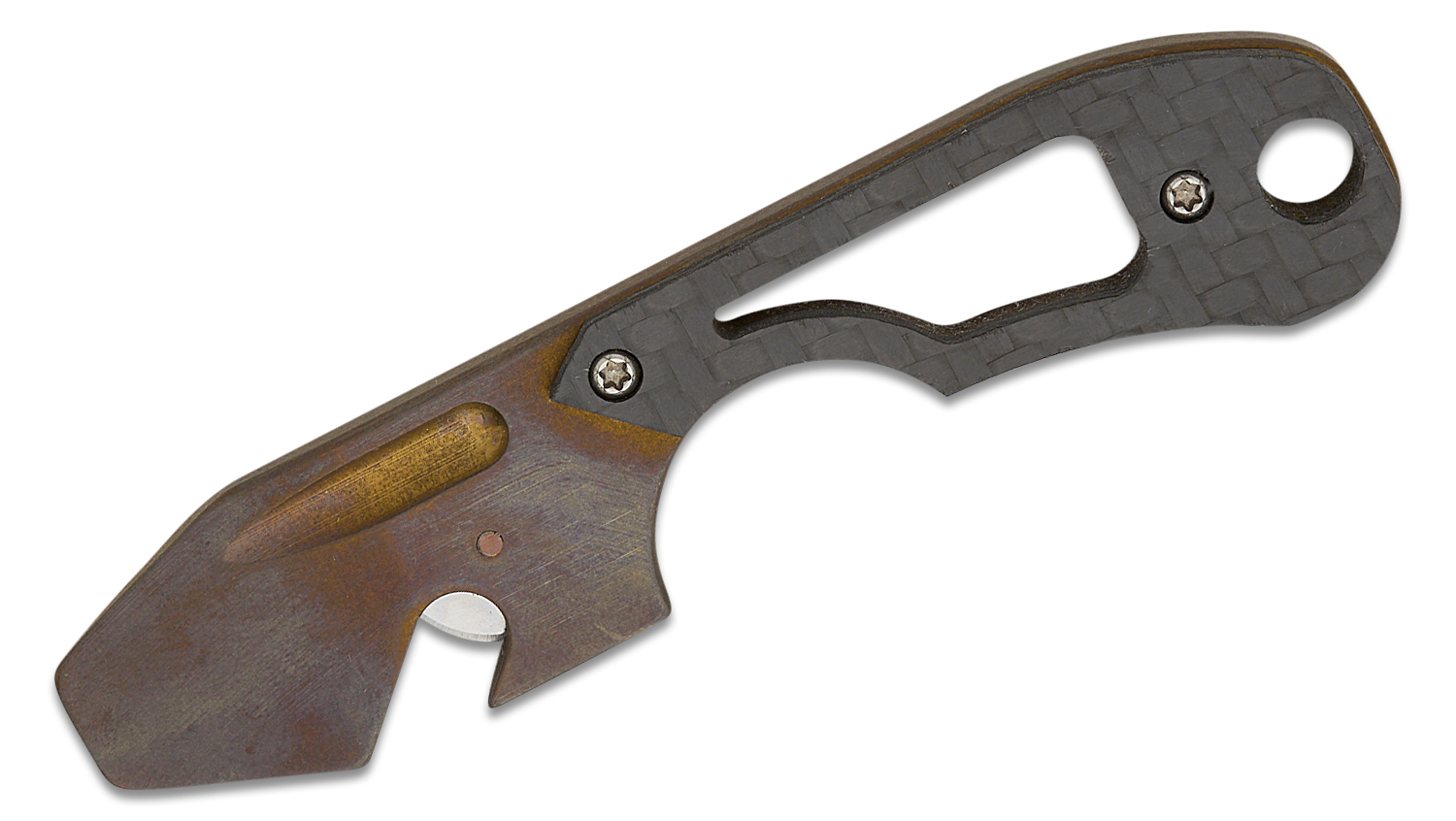 KM Designs/Graham Knives Wee Open Pry Tool, Bronze Anodized Titanium with Carbon Fiber Handle, 4 ...