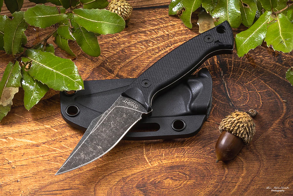 Knight Elements The Hummingbird Pocket Fixed Blade Knife 2.4" AUS-10A Black Stonewashed Recurve ...