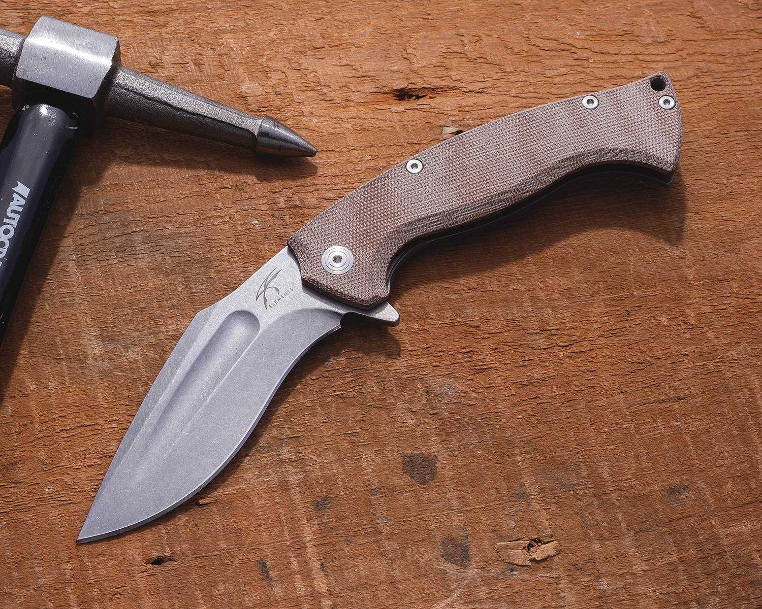 Knight Elements V2 Ultra Kukri Flipper Knife 4.4" N690 Stonewashed ...