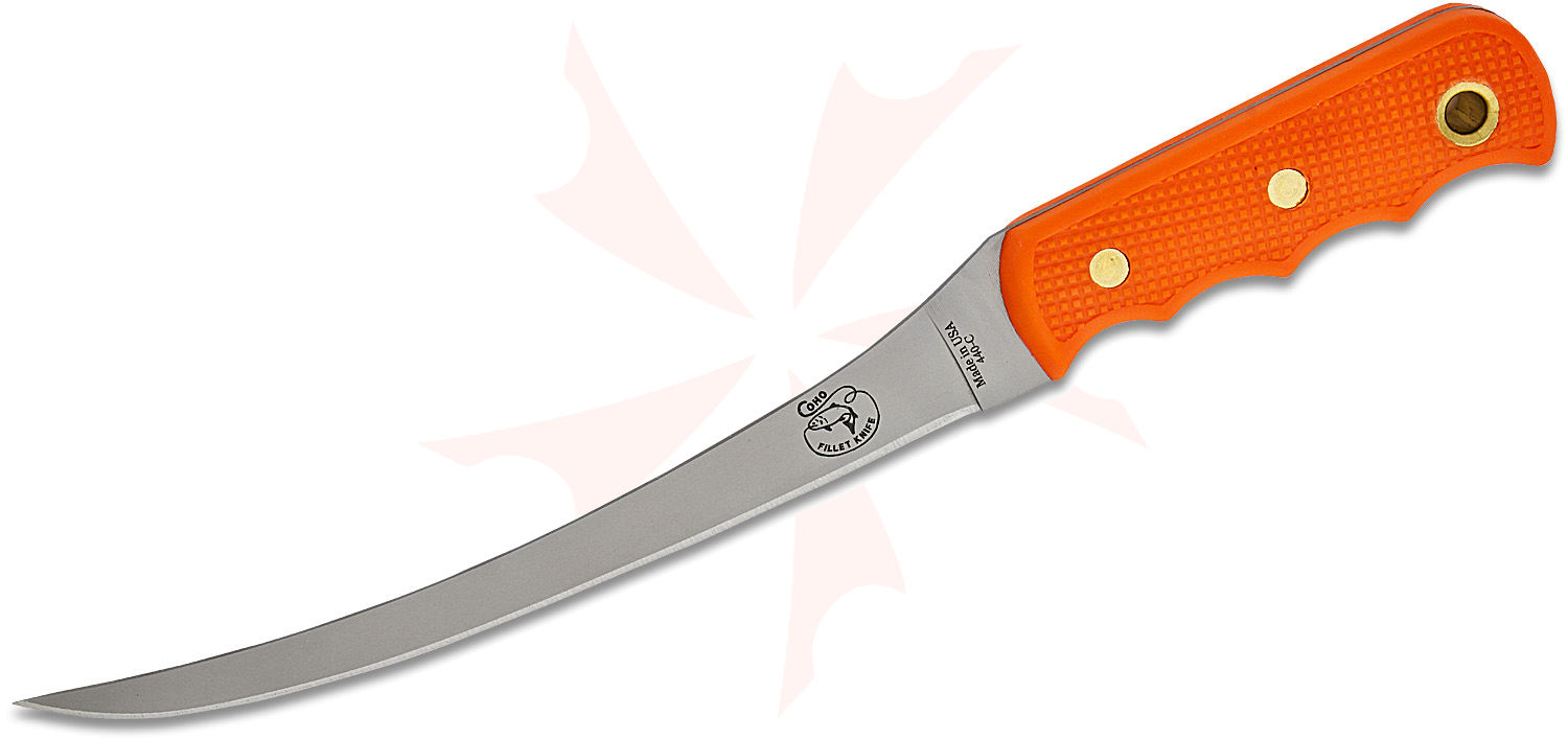 Knives of Alaska Coho Fillet Knife 8.5" 440C Bead Blast Blade, Orange ...