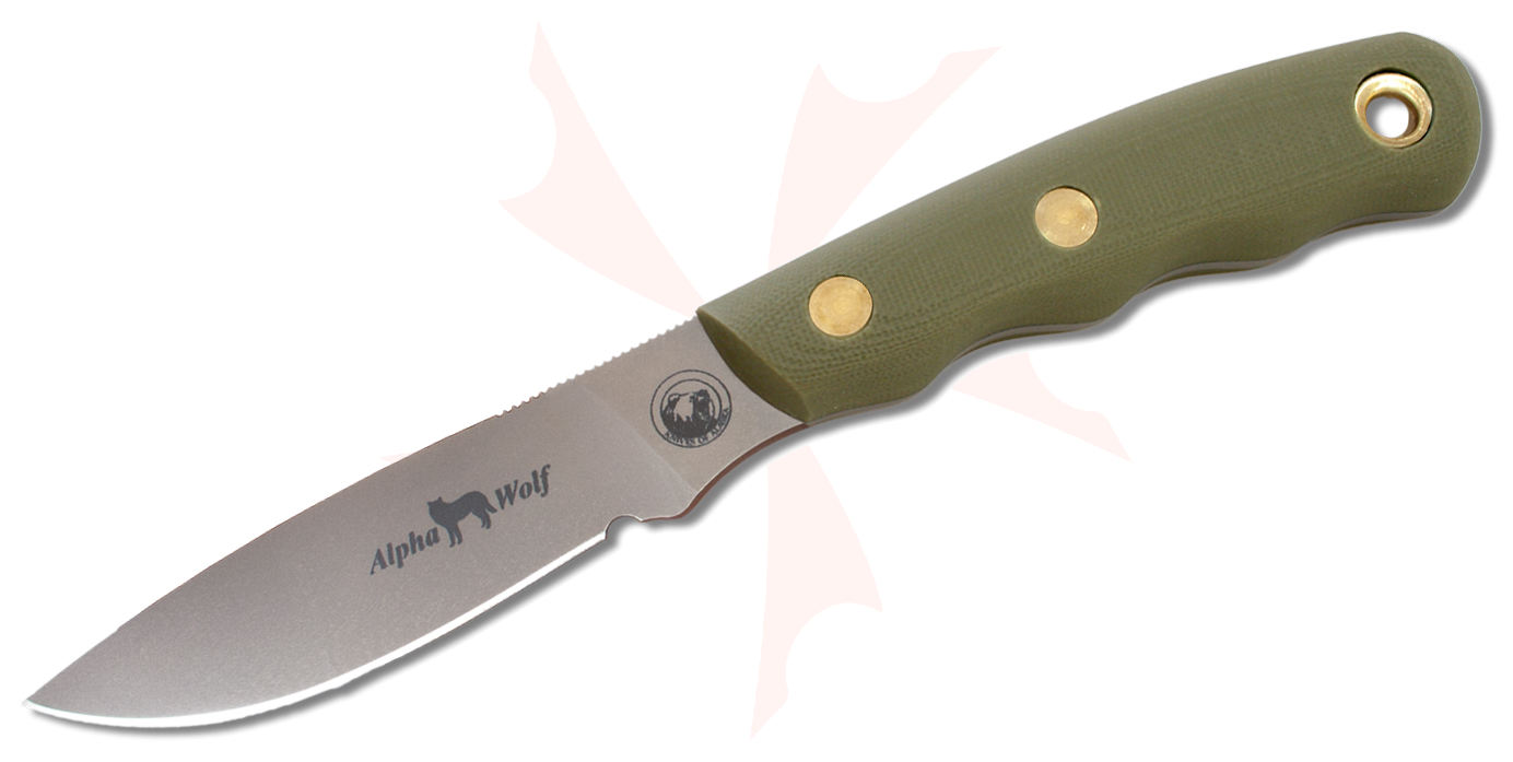 Knives of Alaska Alpha Wolf Fixed Blade Knife, 3.75" D2 Bead Blast Drop ...