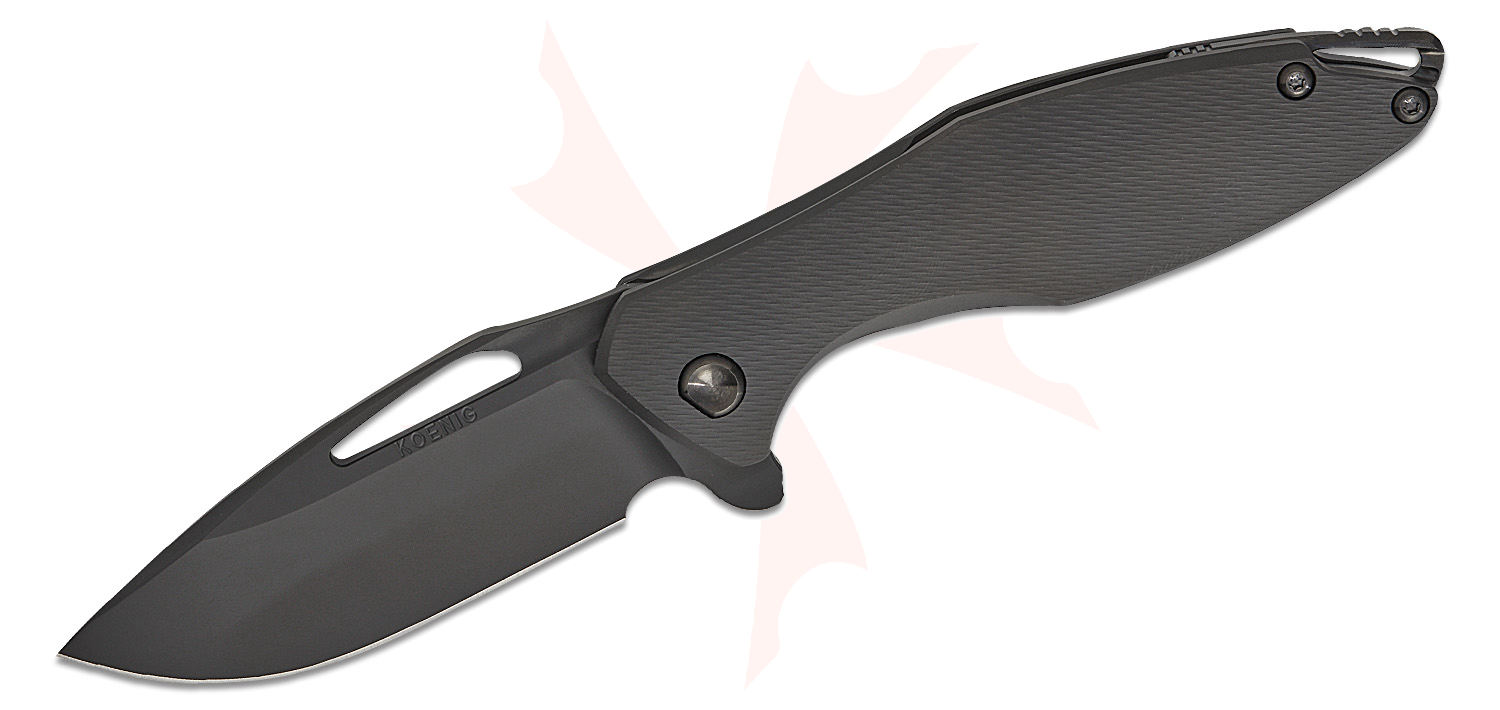 Koenig Knives Arius Flipper Knife 3.5" M390 Matte Black DLC Blade ...