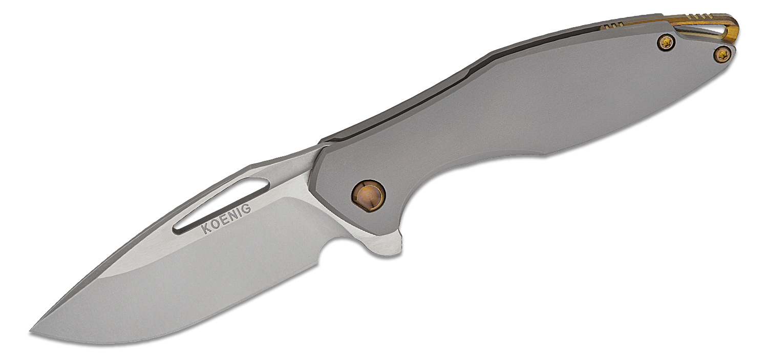 Koenig Knives Mini Arius Flipper Knife 3" M390 Burnished Two-Tone Blade ...