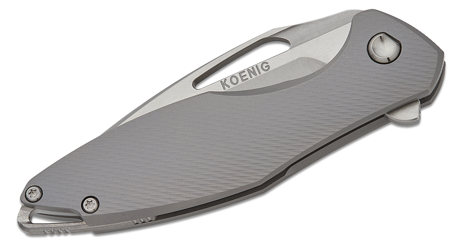 Koenig Knives Mini Arius Flipper Knife 3" M390 Burnished Two-Tone Blade ...