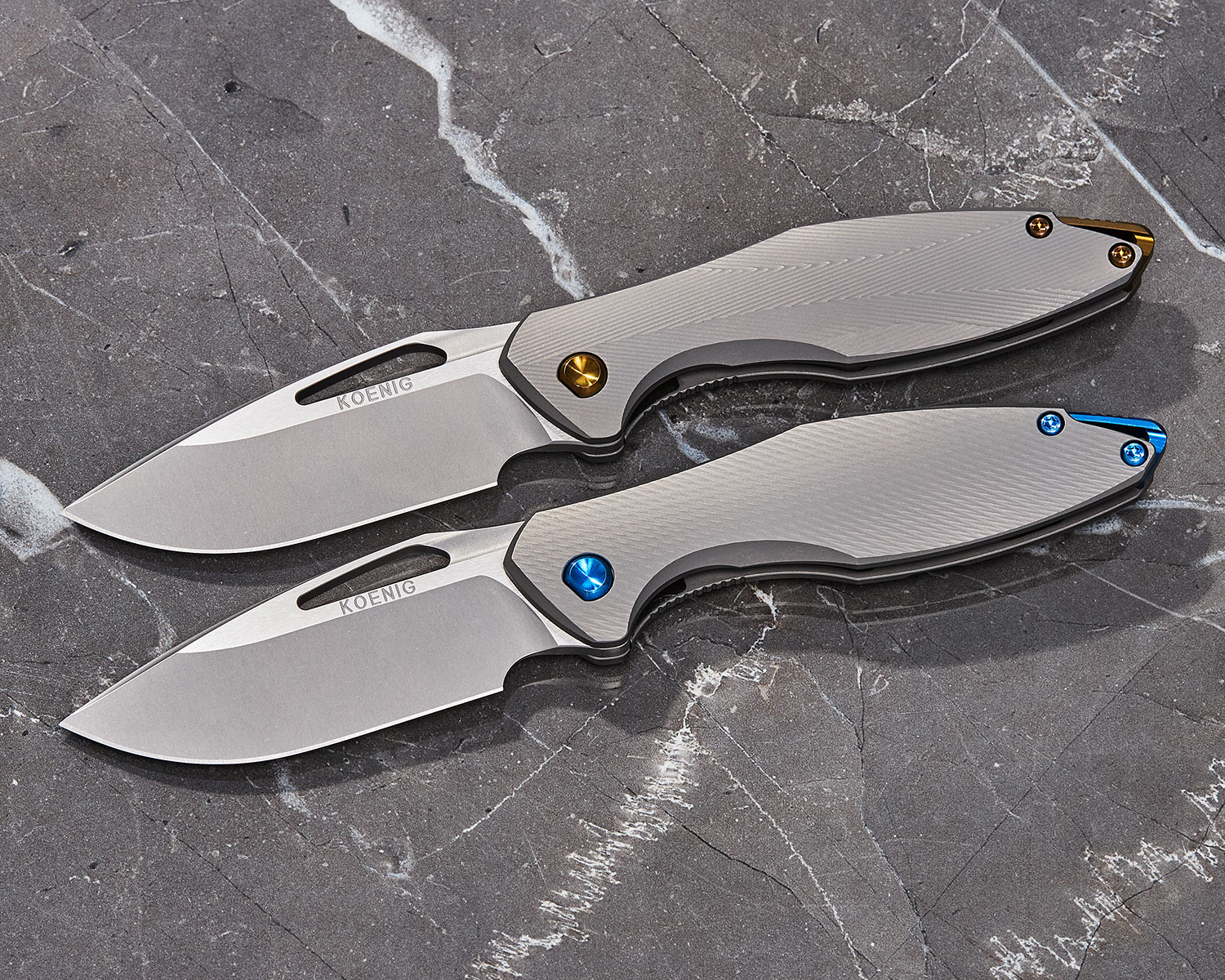 Koenig Knives Mini Arius Folding Knife 3" M390 Burnished Two-Tone Blade ...