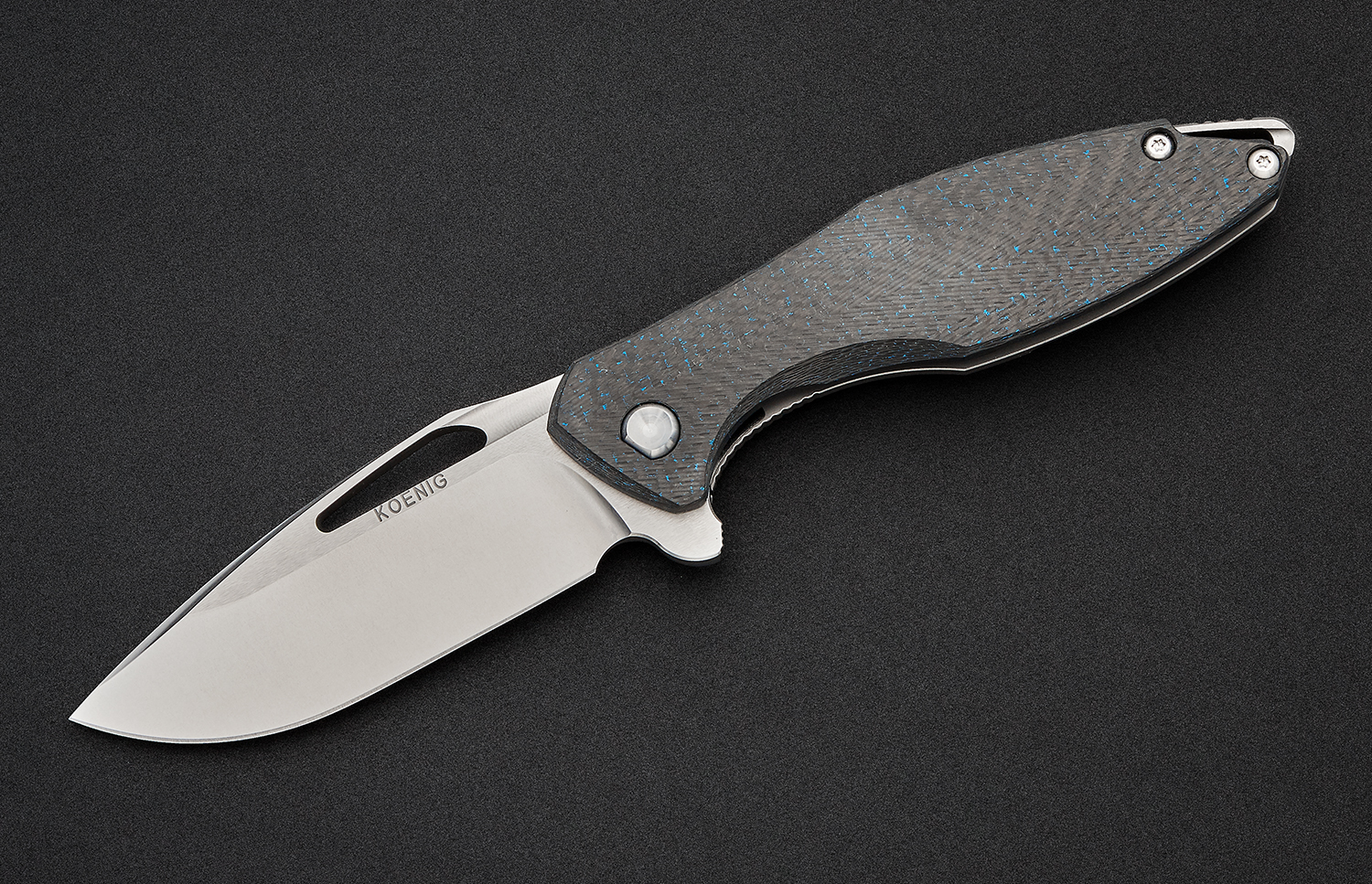 Koenig Knives Custom Arius Folding Knife 3.5" M390 Brightwashed Blade ...