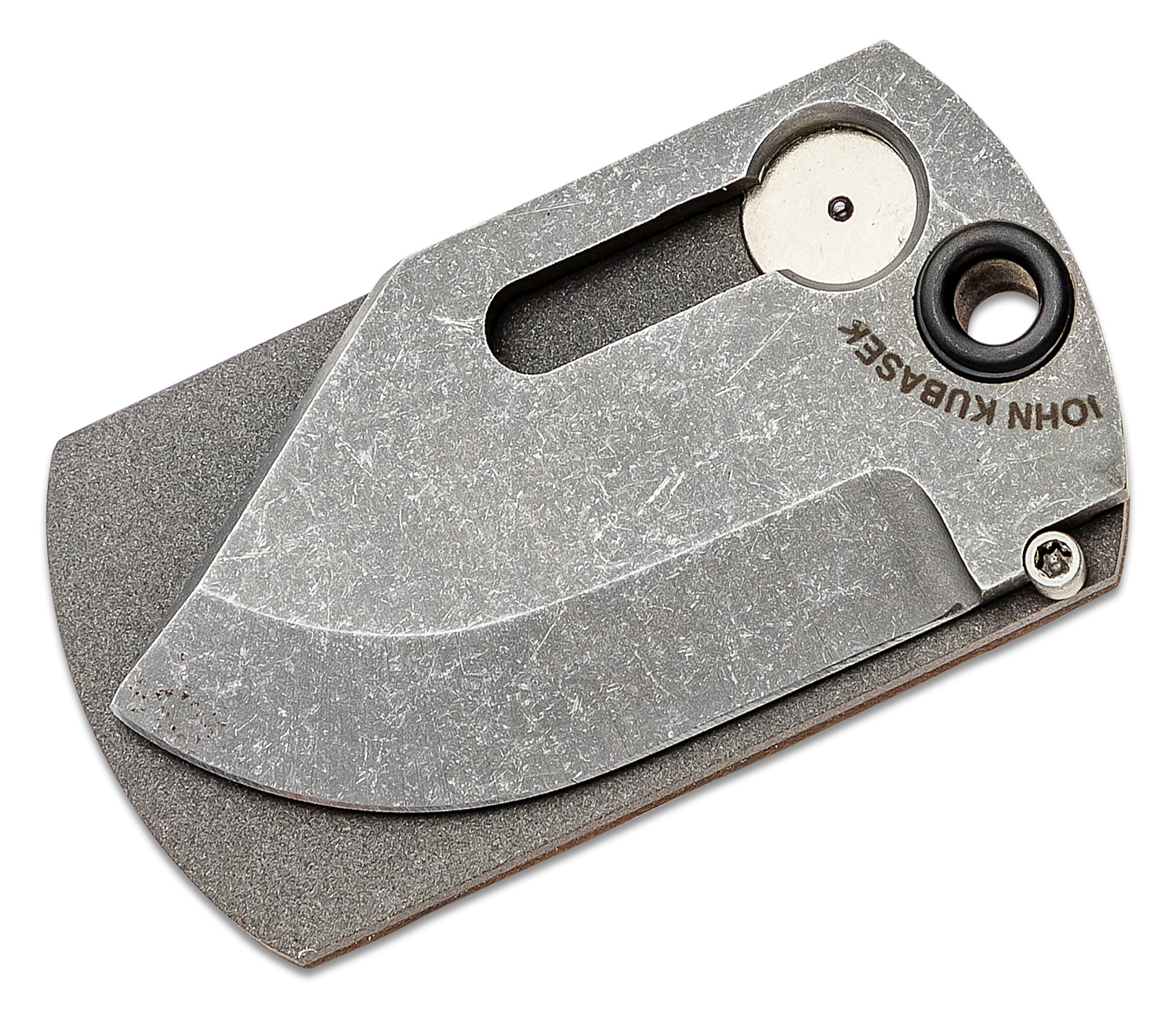 John Kubasek Custom Mag-Tag Dog Tag Folding Knife 1.75" 440C Chisel ...