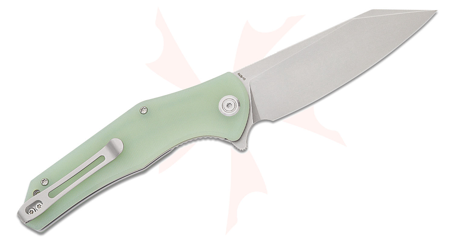 Kubey Knives Flash Flipper Knife 3.82" AUS-10 Stonewashed Reverse Tanto ...