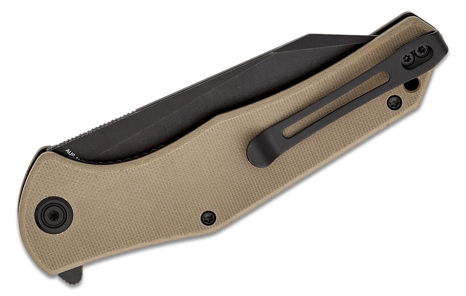 Kubey Knives Flash Flipper Knife 3.82" AUS-10 Black Reverse Tanto Blade ...