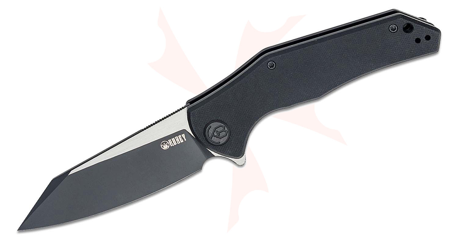 Kubey Knives Flash Flipper Knife 3.82" D2 Black Reverse Tanto Blade ...