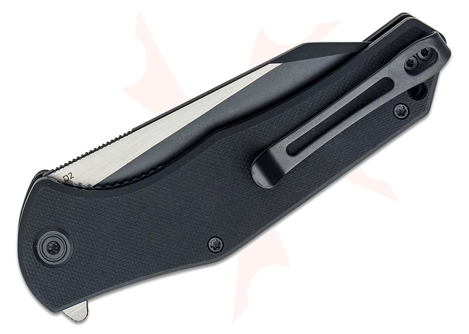 Kubey Knives Flash Flipper Knife 3.82" D2 Black Reverse Tanto Blade ...