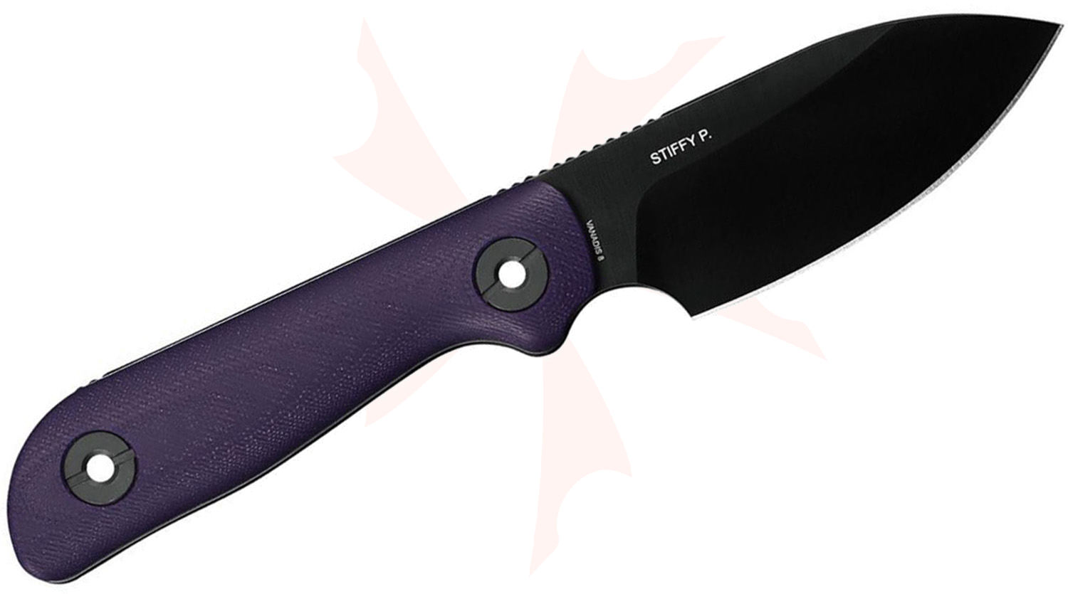 Kunwu Knives Stiffy P Fixed Blade Knife 3" Vanadis 8 Black DLC Drop Point Blade, Purple Canvas ...