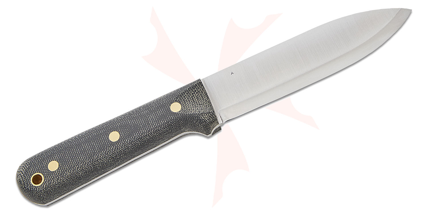 L.T. Wright Gen 5 5.1" A2 Scandi Grind Kephart Fixed Blade Knife, Black Canvas Micarta, Leather ...