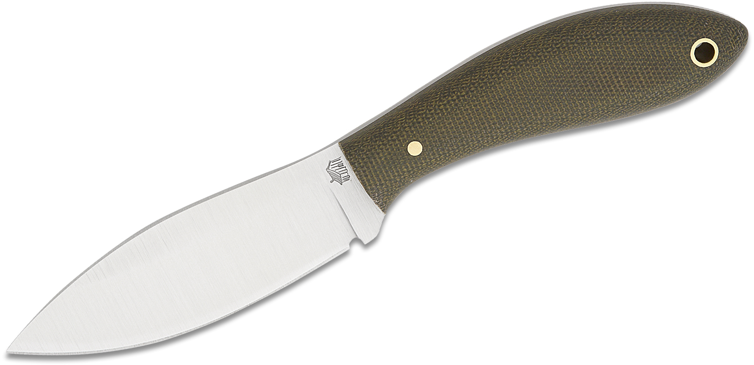 L.T. Wright Small Northern Hunter 3.5" AEB-L Saber Grind Fixed Blade Knife, Green Canvas Micarta ...