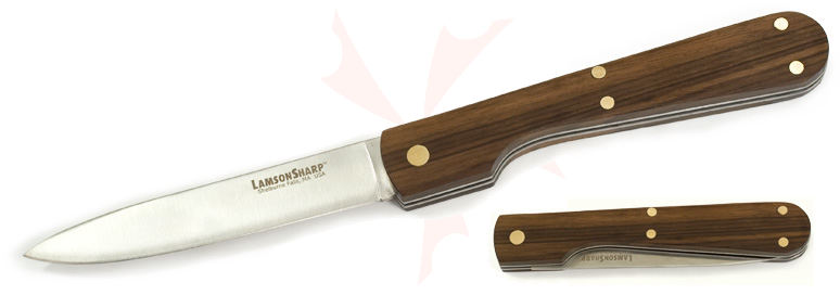 LamsonSharp Folding Utility Picnic Knife 5" Blade, Walnut Wood Handles ...