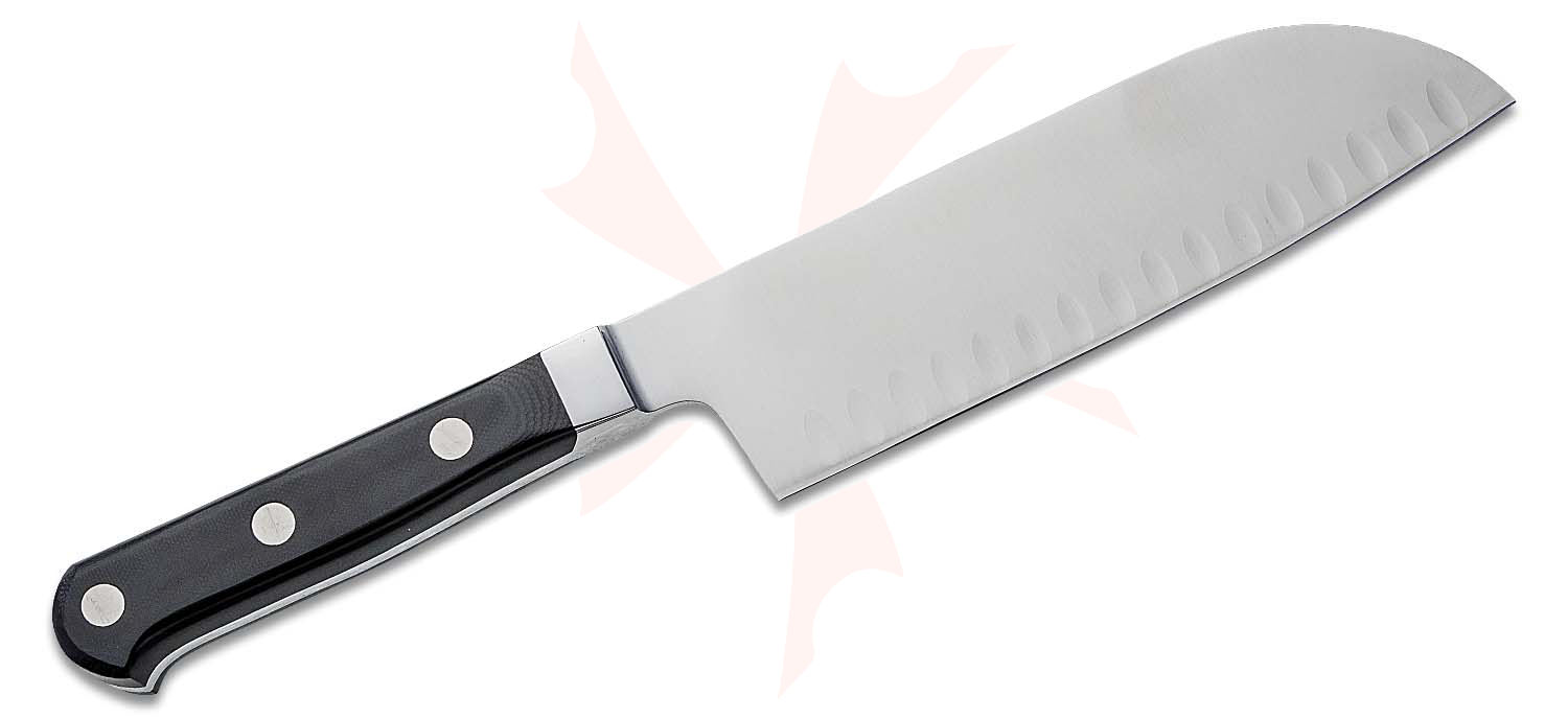 LamsonSharp USA 7" Midnight Forged Granton Edge Santoku Knife, Black ...