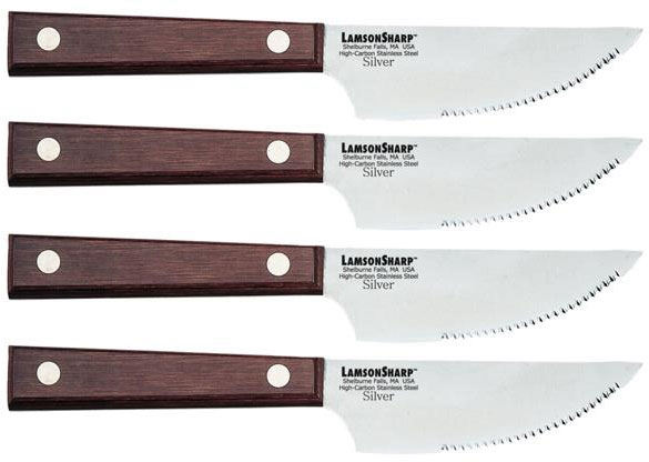 LamsonSharp USA Stamped Cutlery Silver Jumbo 4 Piece Steak Knife Set ...