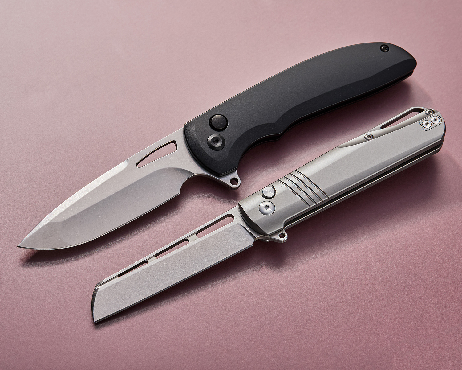 Latama Cutlery Virtu Button Lock Flipper Knife 3.125" M390 Stonewashed ...