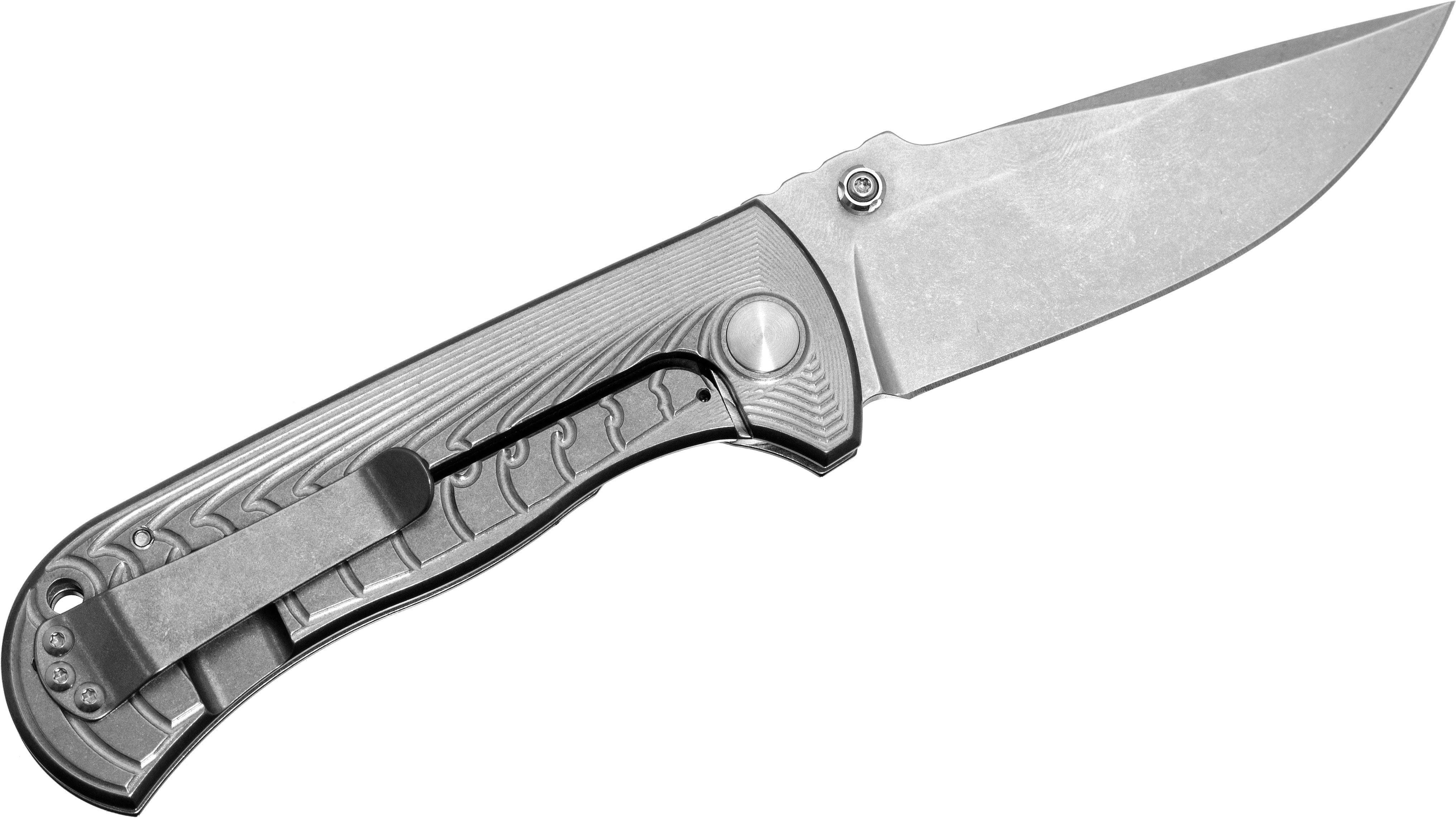 Les George Talos Mid-Tech Folder 3.875" Stonewashed CTS-XHP Plain Blade ...