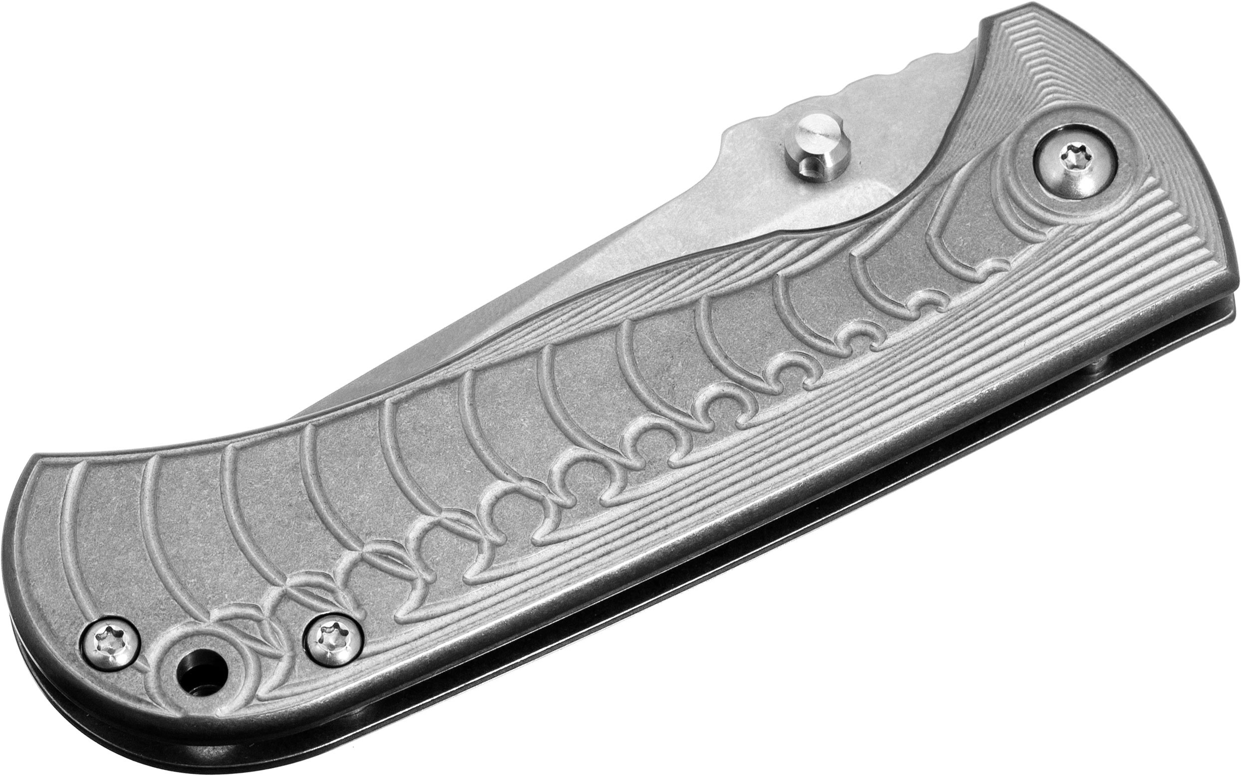 Les George Talos Mid-Tech Folder 3.875" Stonewashed CTS-XHP Plain Blade ...