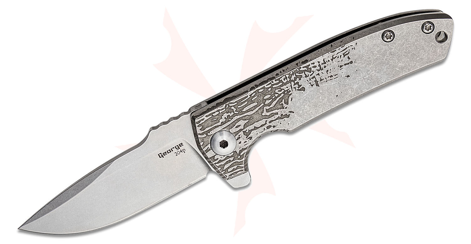 Les George VECP Mid-Tech Flipper Knife 3.5" CTS-204P Stonewashed Drop ...
