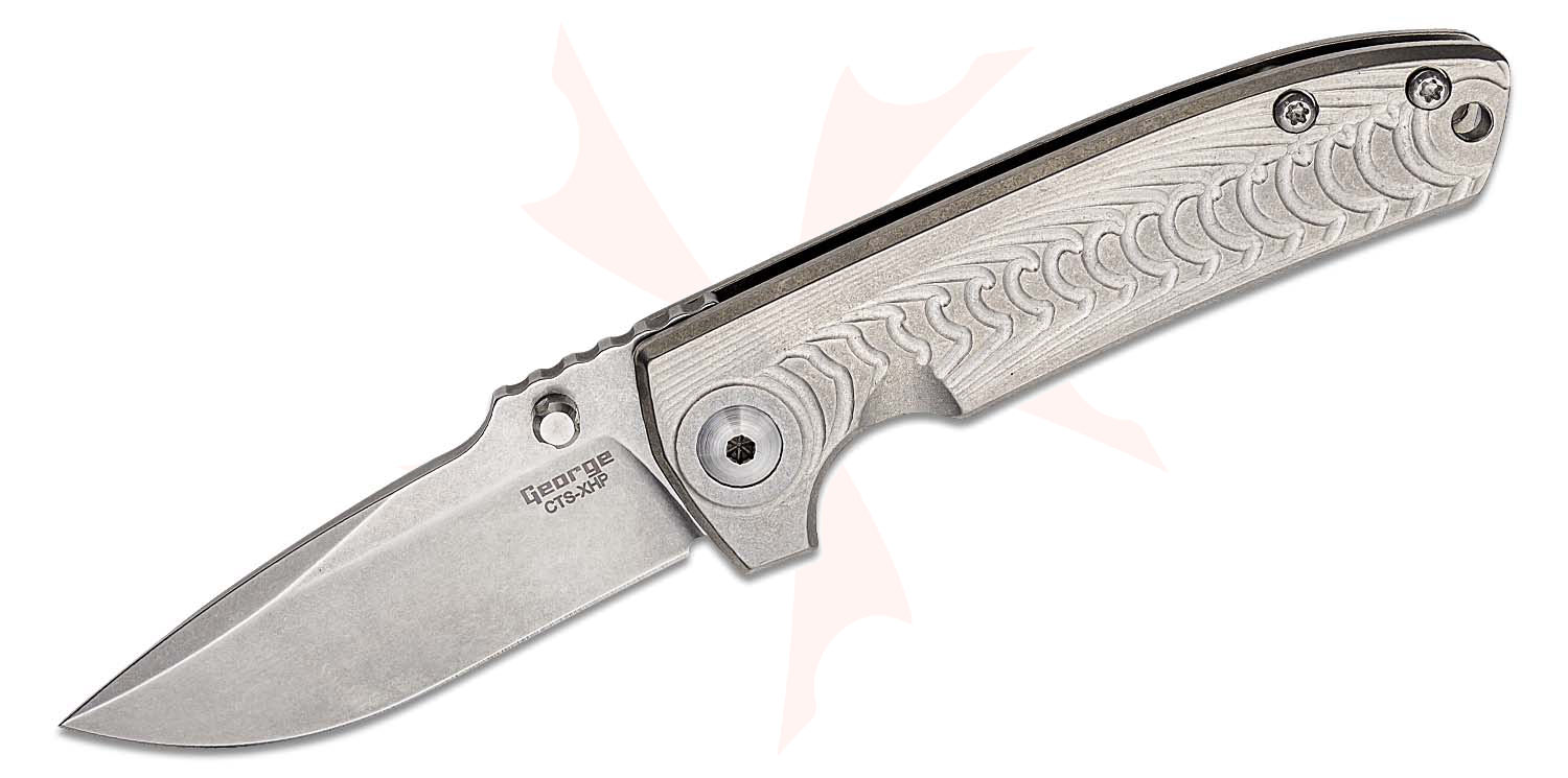 Les George VECP Mid-Tech Folding Knife 3.5" Stonewashed CTS-XHP Plain ...