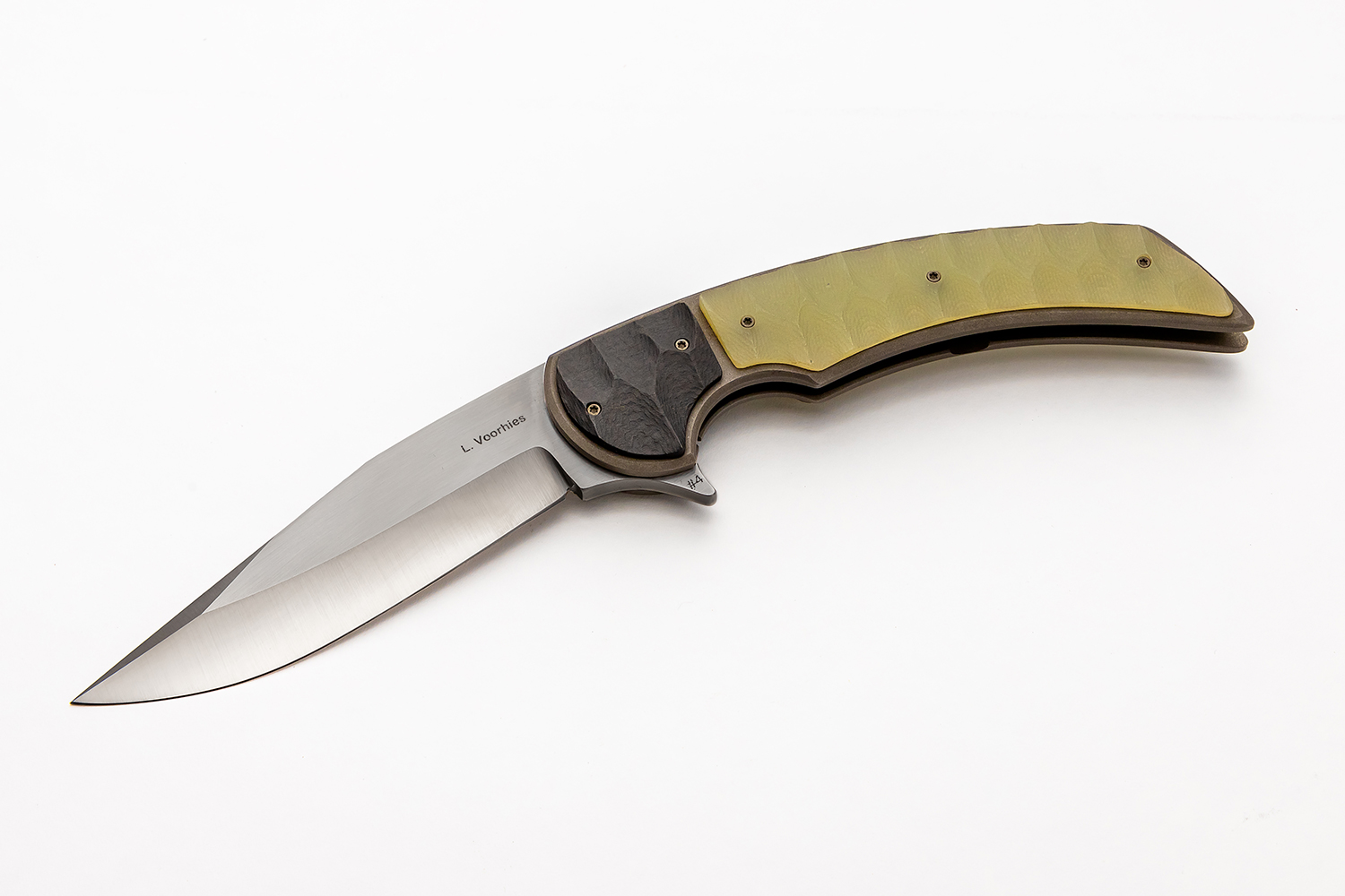 Les Voorhies Custom Abrams Flipper Knife 4.625" S30V Clip Point Blade ...