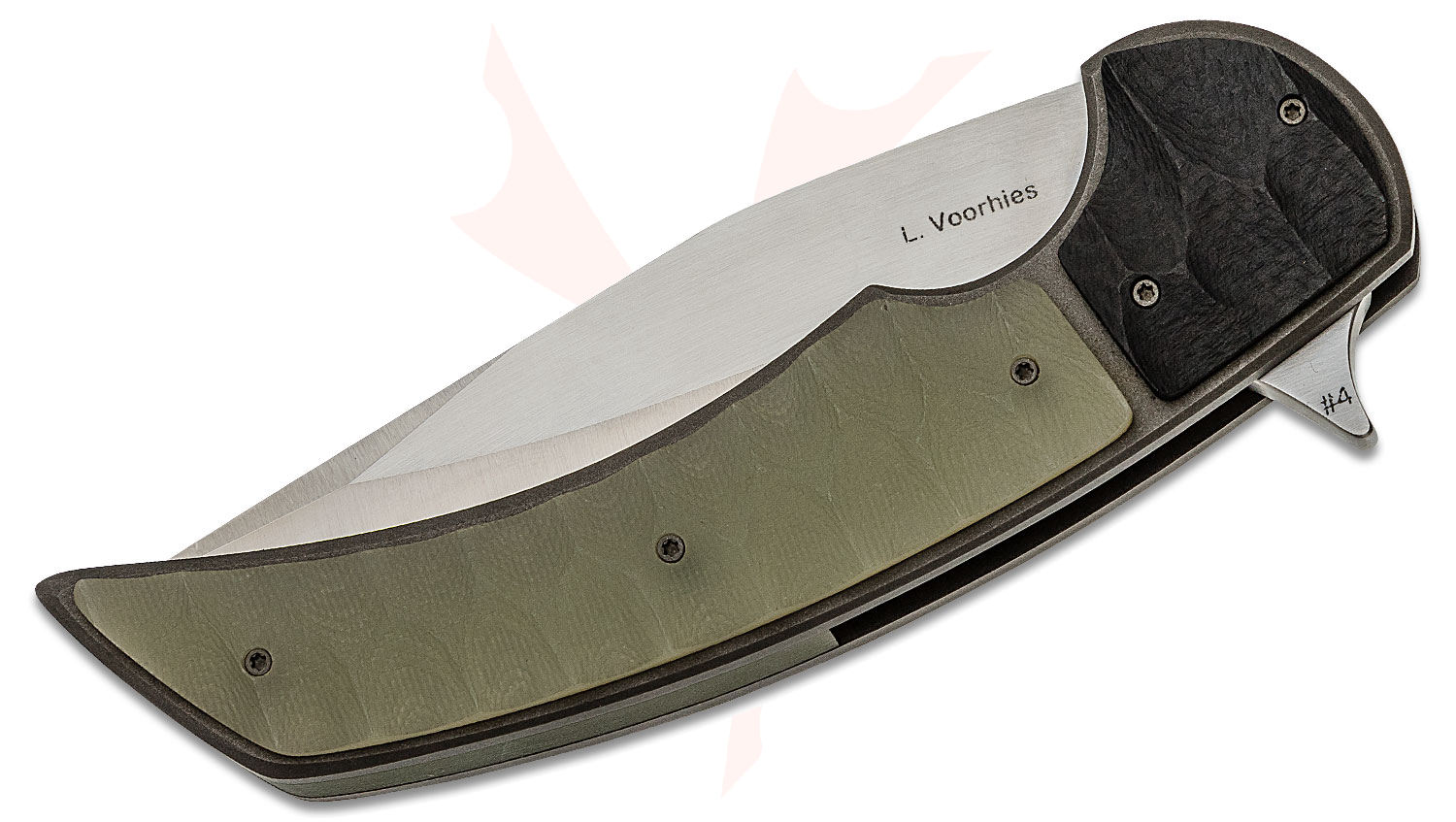 Les Voorhies Custom Abrams Flipper Knife 4.625" S30V Clip Point Blade ...