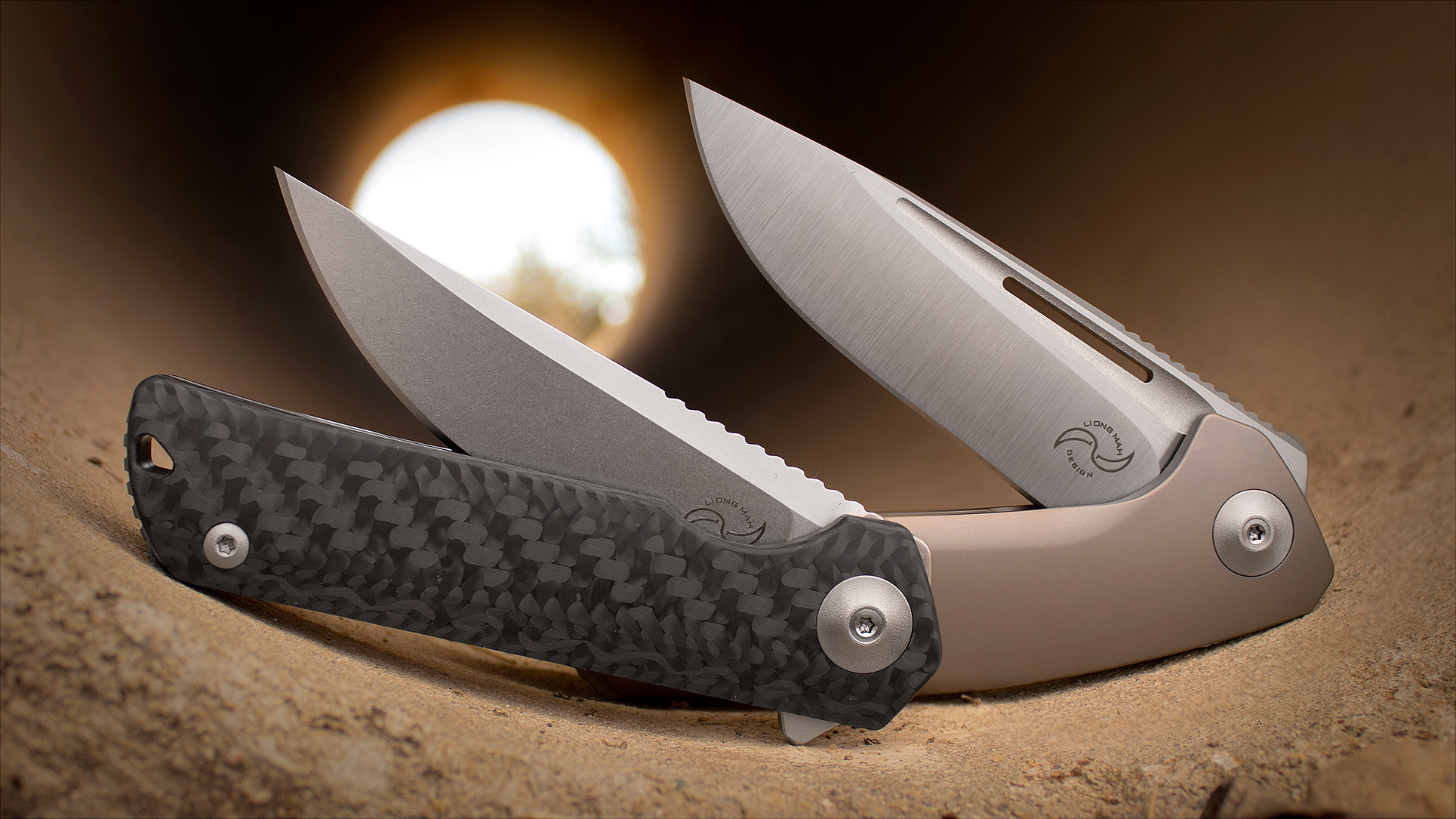 Liong Mah Designs Endeavour Flipper 3.75" S35VN Satin Blade, Contoured ...