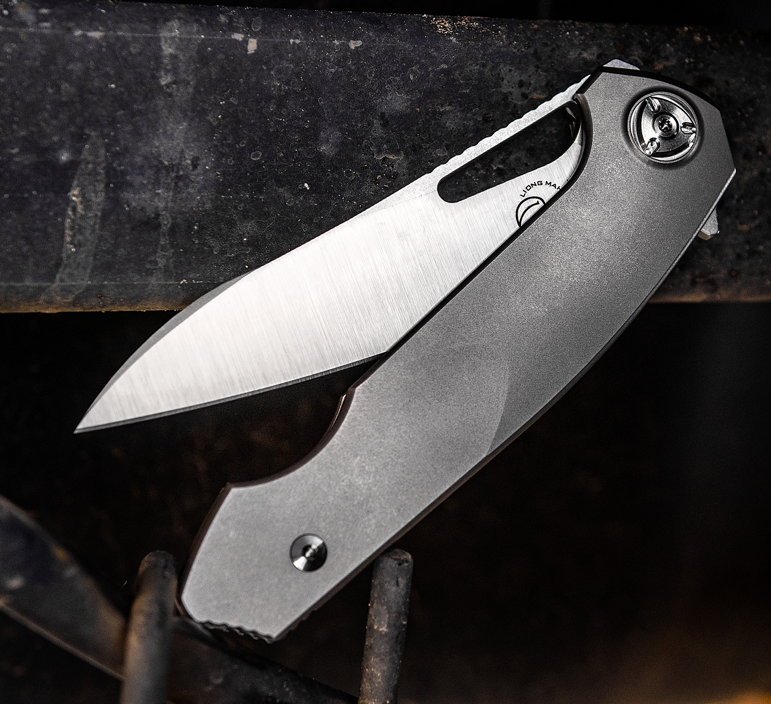 Liong Mah Designs Eraser Flipper Knife 4" M390 Satin Sheepsfoot Blade ...