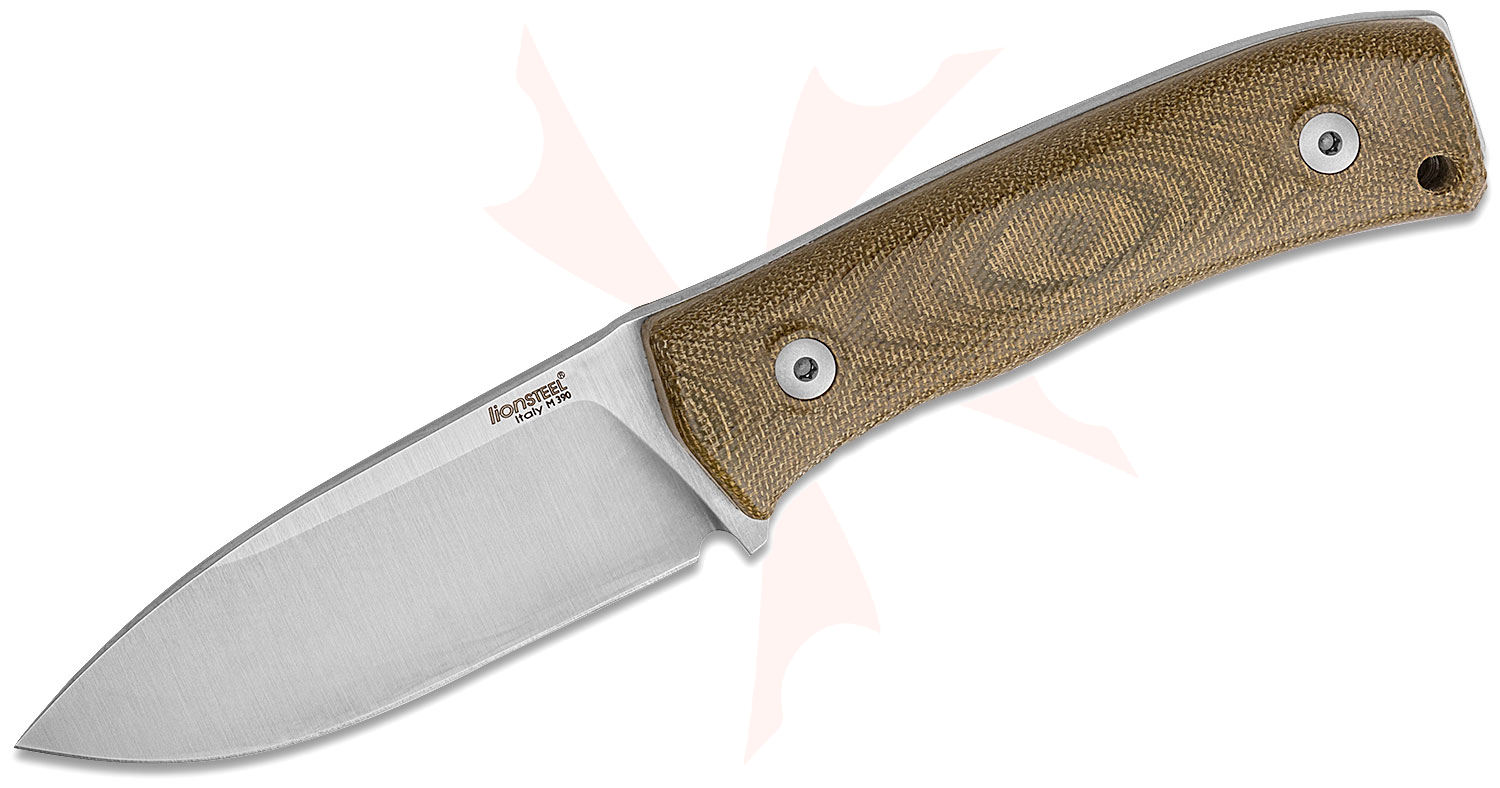 LionSteel M4 CVG Bushcrafting Fixed Blade Knife 3.74" Satin M390 Plain ...