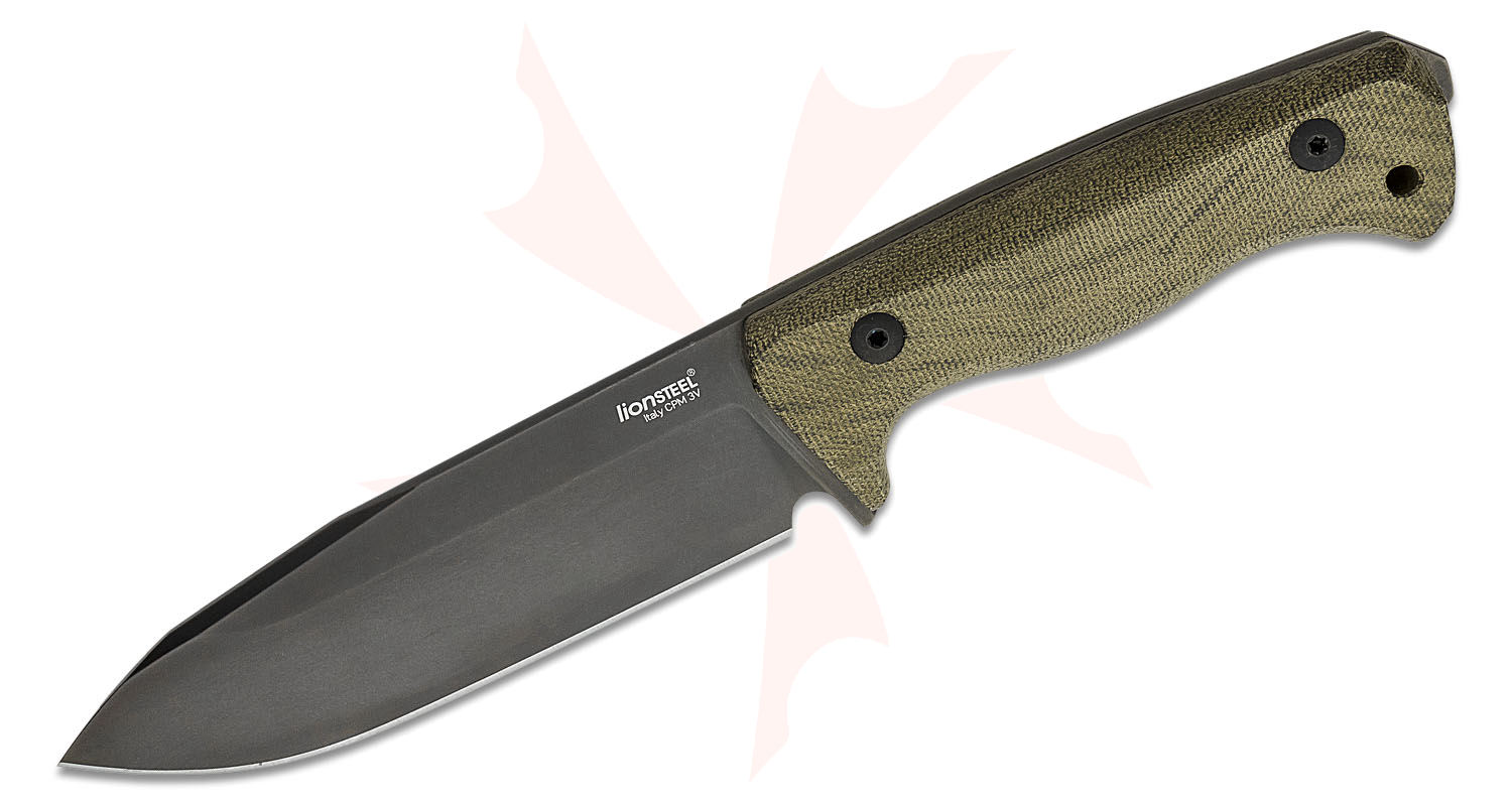 LionSteel T6B 3V CVG Fixed Blade Knife 6.03" CPM-3V Old Black Drop ...