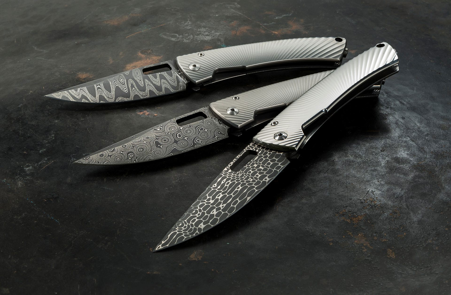 LionSteel TS1DL TiSpine Folding Knife 3.35" Lizard Damascus Blade ...