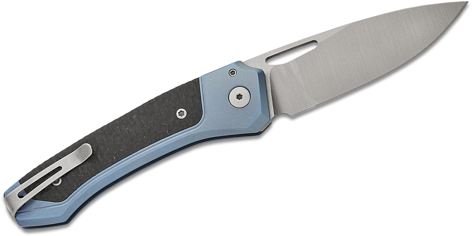 LionSteel TW BL CF Twain Solid Button Lock Folding Knife 3.15" CPM ...