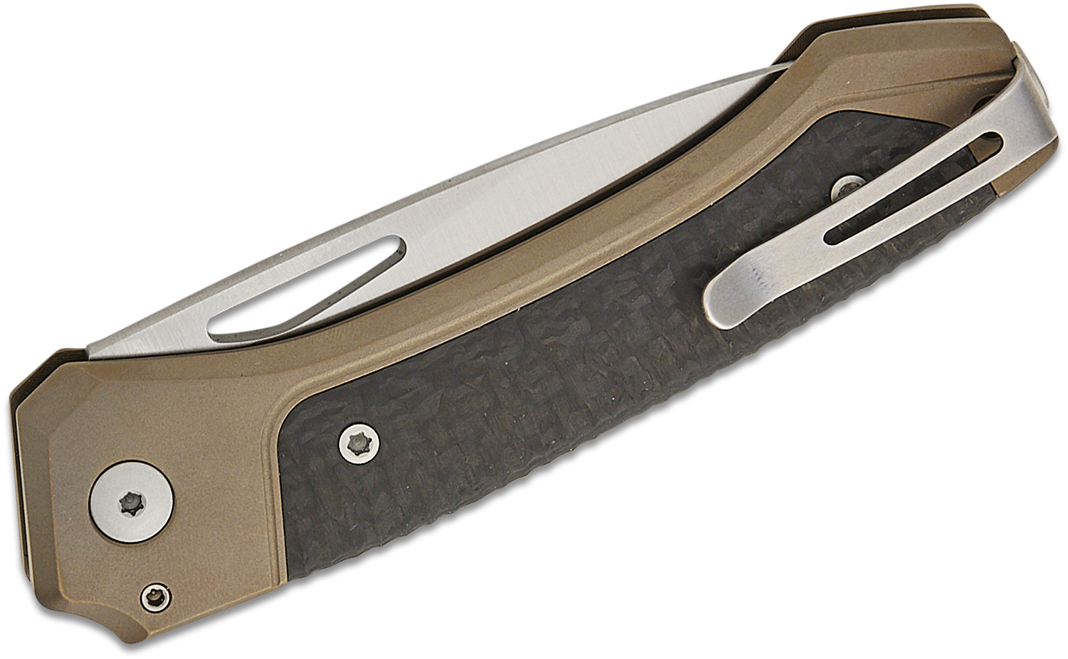 LionSteel TW BR CF Twain Solid Button Lock Folding Knife 3.15" CPM ...