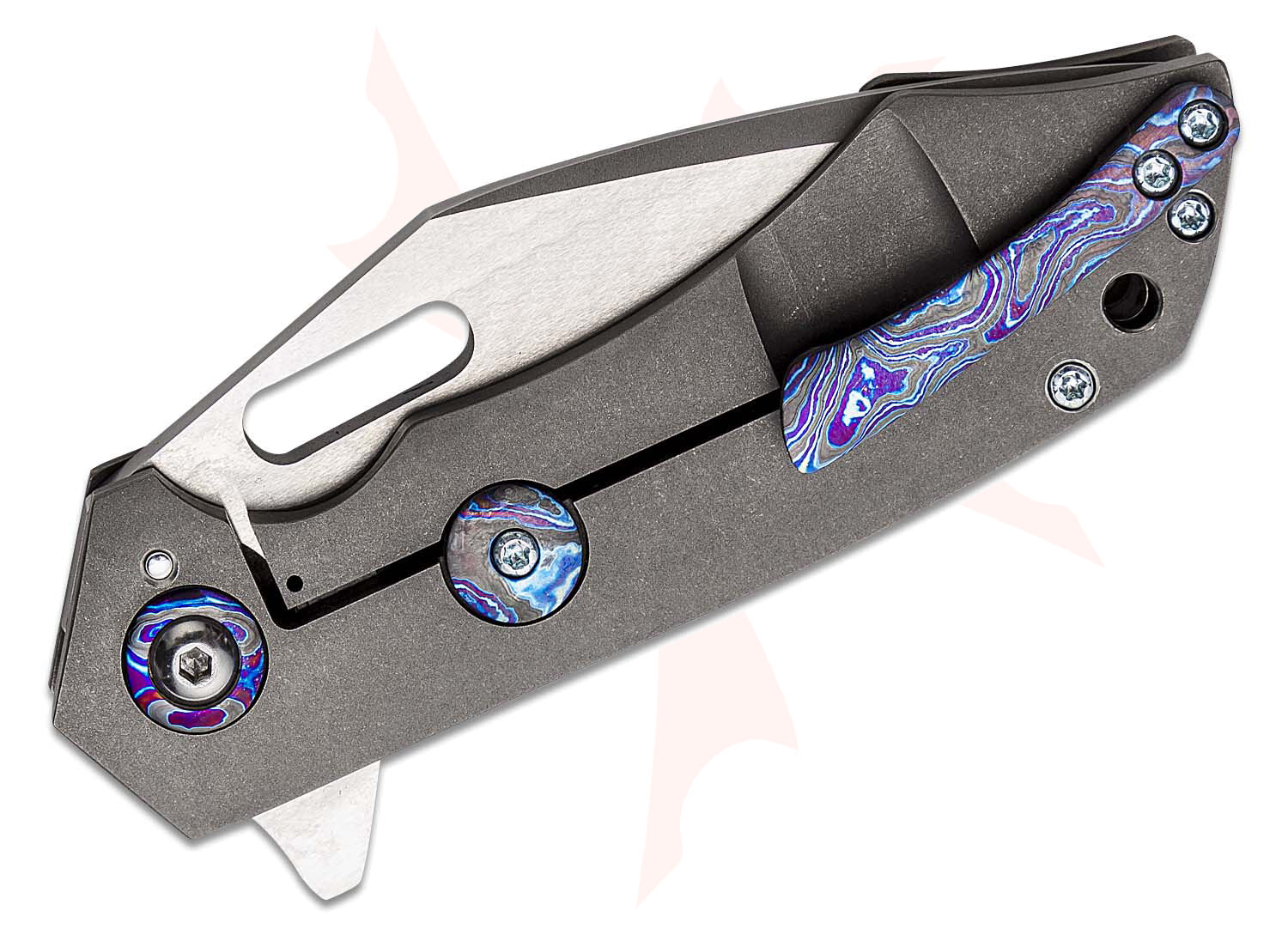 Melvin Lozada Custom Ghost 3.5 Folding Knife 3.375" CPM-154 Two-Tone Tanto Blade, Milled ...