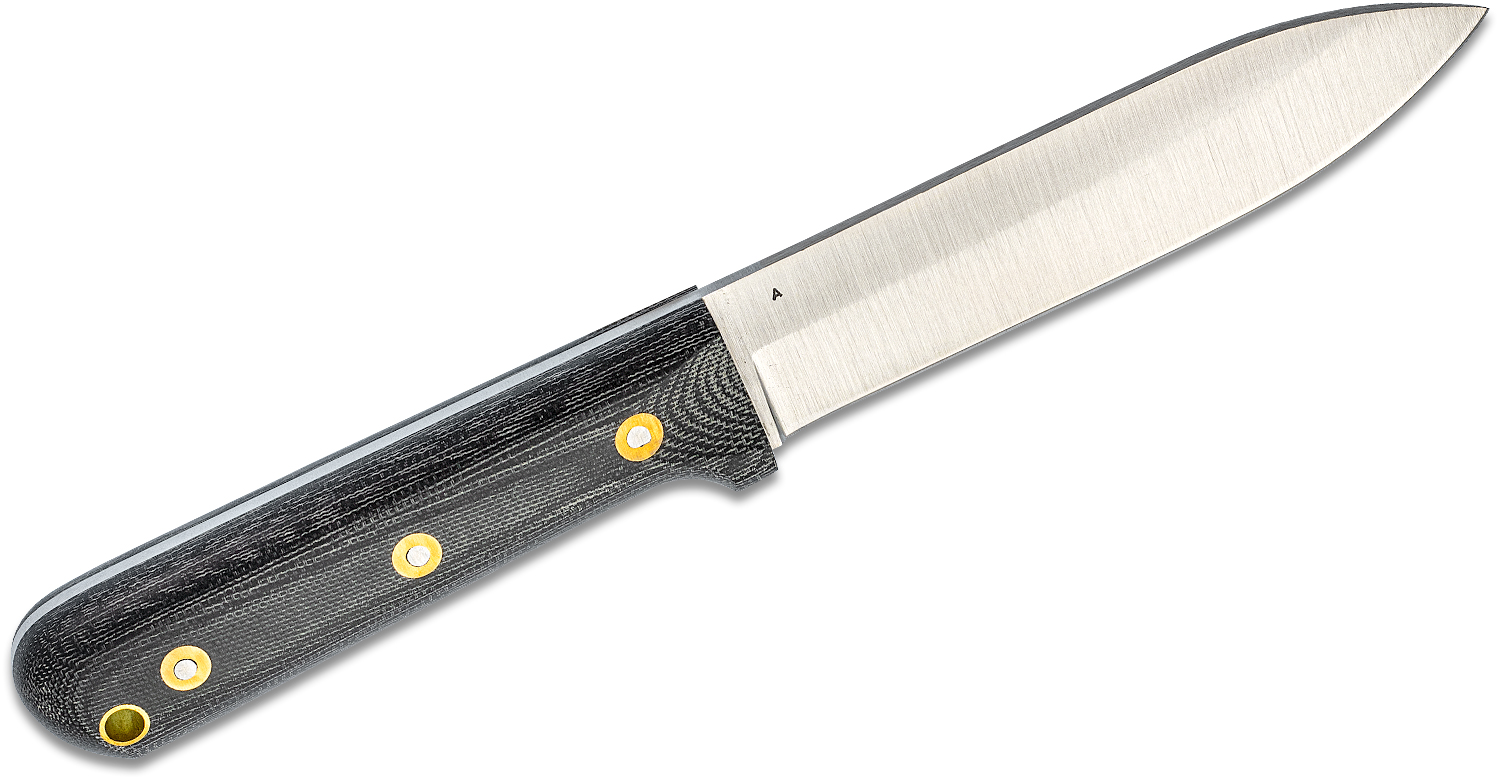 L.T. Wright Gen 5 5.1" A2 Saber Grind Kephart Fixed Blade Knife, Black Canvas Micarta, Leather ...