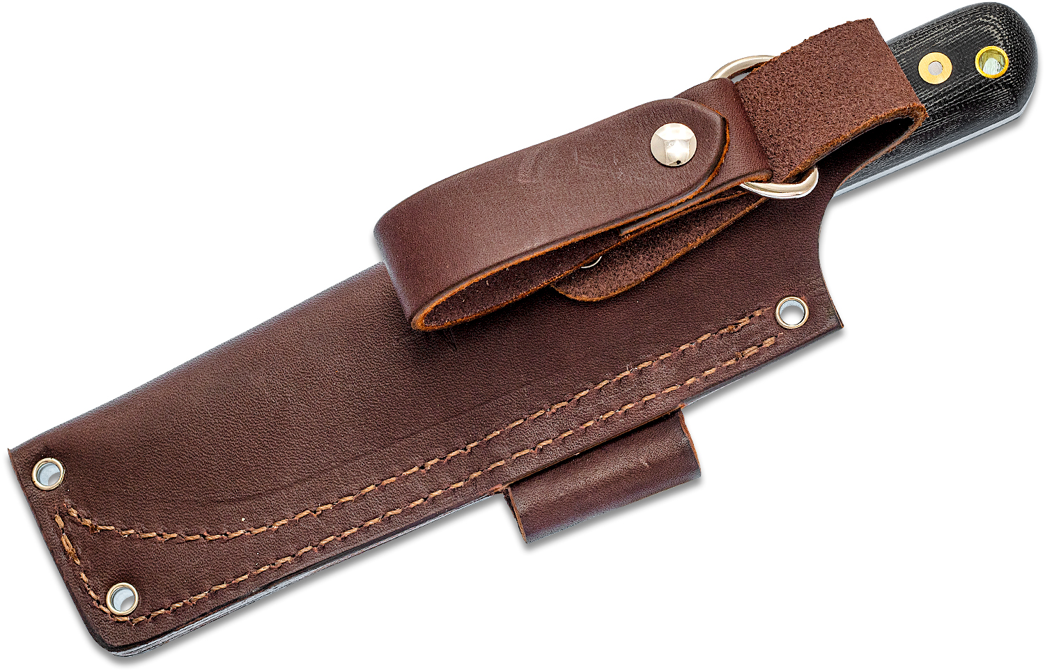 L.T. Wright Gen 5 5.1" A2 Saber Grind Kephart Fixed Blade Knife, Black Canvas Micarta, Leather ...