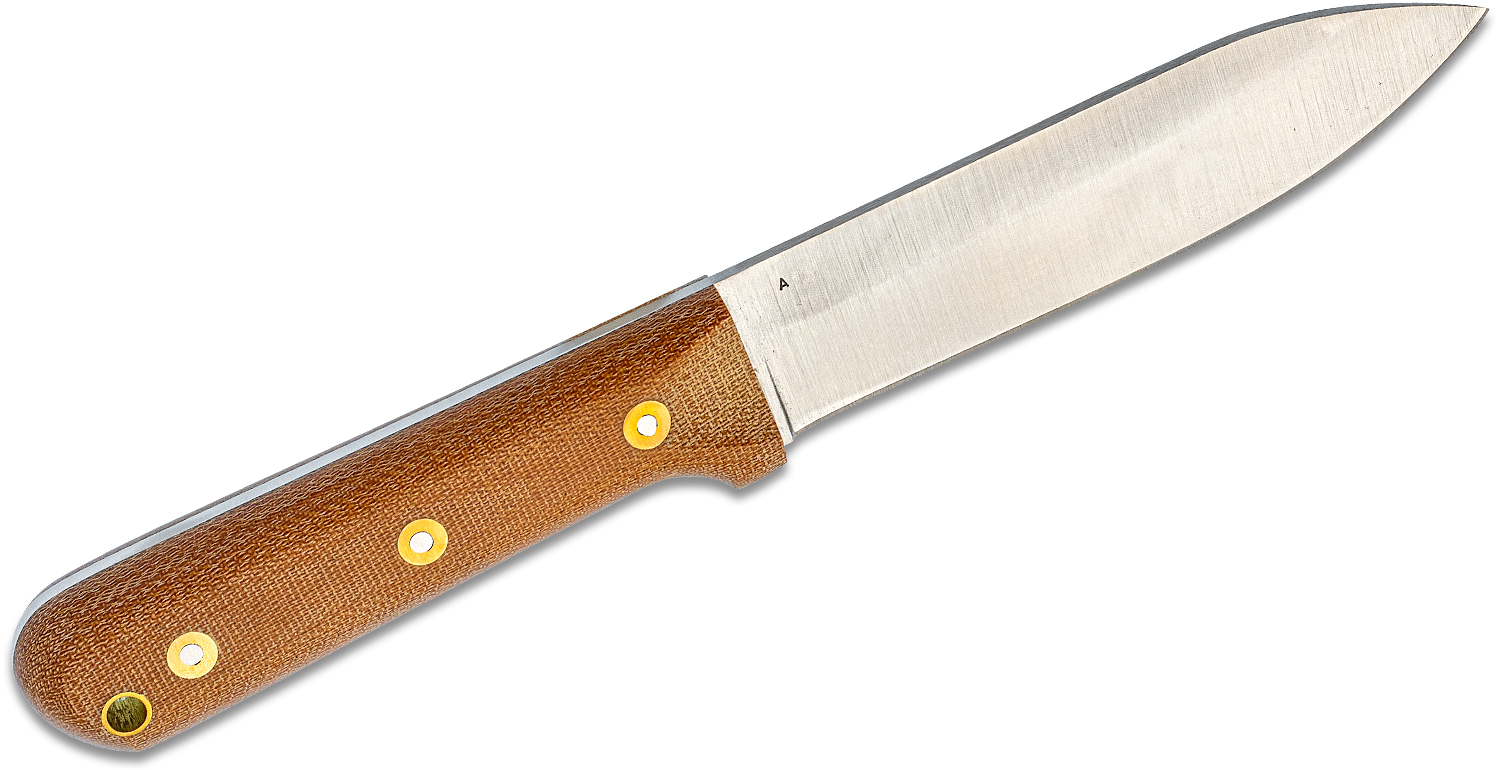 L.T. Wright Gen 5 5.1" A2 Saber Grind Kephart Fixed Blade Knife, Natural Canvas Micarta, Leather ...