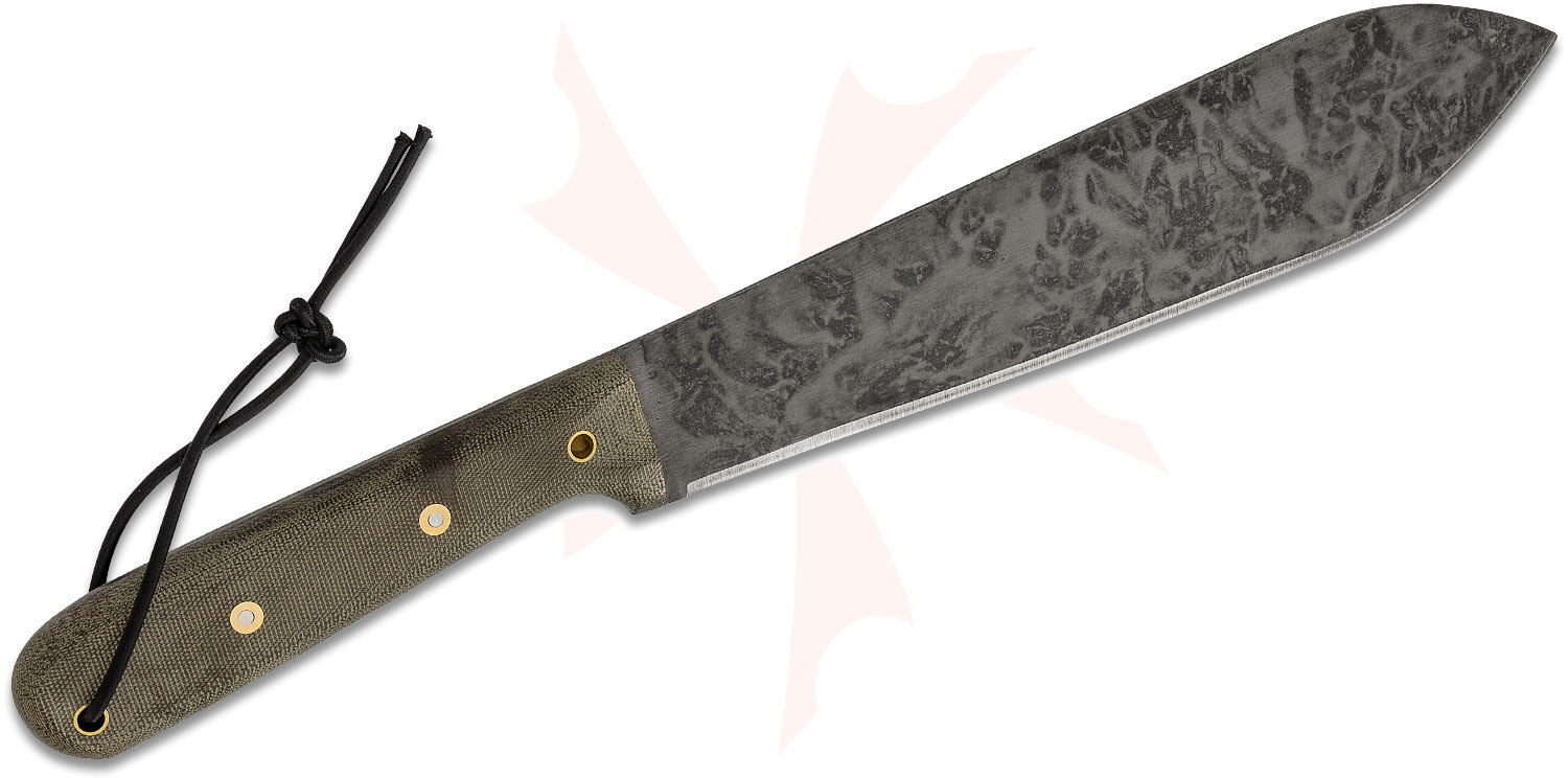 L.T. Wright Overland Machete 12.25" 1075 Fixed Blade, Green Micarta ...