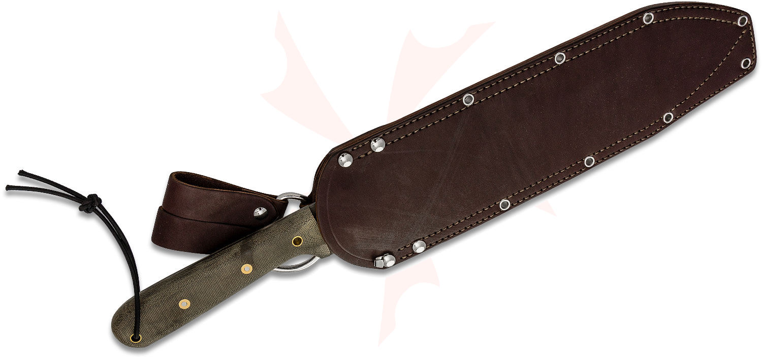 L.T. Wright Overland Machete 12.25" 1075 Fixed Blade, Green Micarta ...