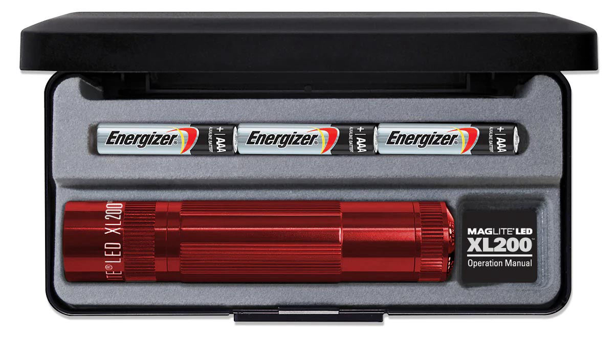 Maglite XL200 AAA LED Flashlight, Red, 230 Max Lumens, - KnifeCenter ...