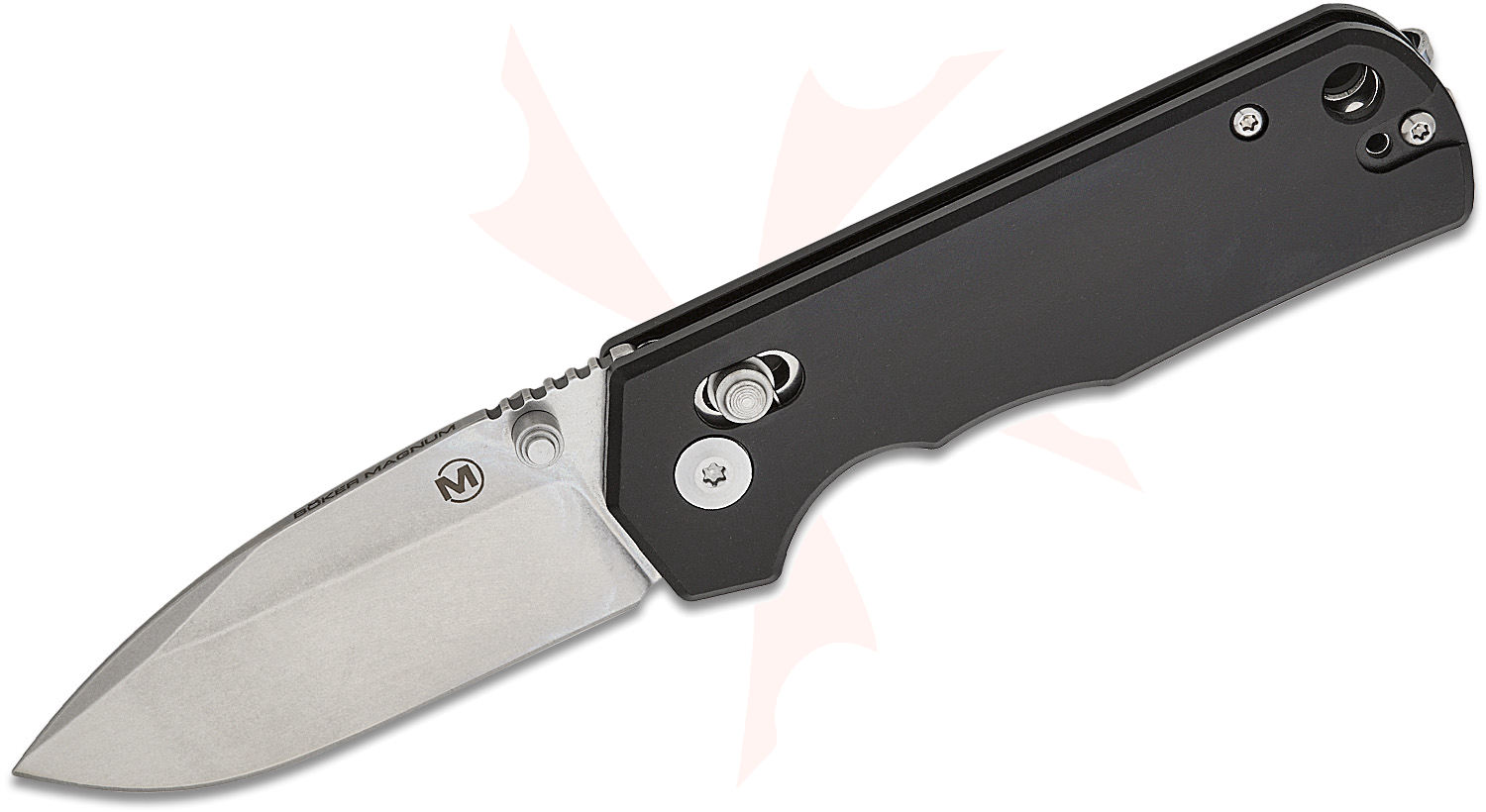 Boker Magnum Rockstub Folding Knife 2.64" 440 Satin Drop Point Blade, Black Aluminum Handles ...