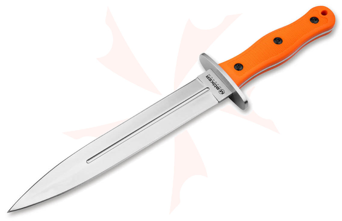 Boker Magnum HL Boar Dagger Fixed Blade Knife 9.02" 440C Satin Double ...