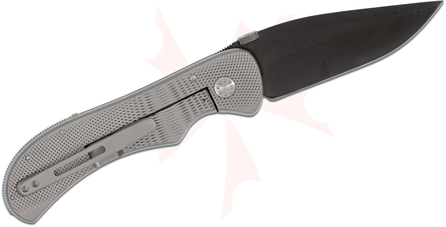 Sal Manaro Custom Bullseye Folding Knife 3.625" Black 1095 Carbon Steel Blade, Milled Titanium ...
