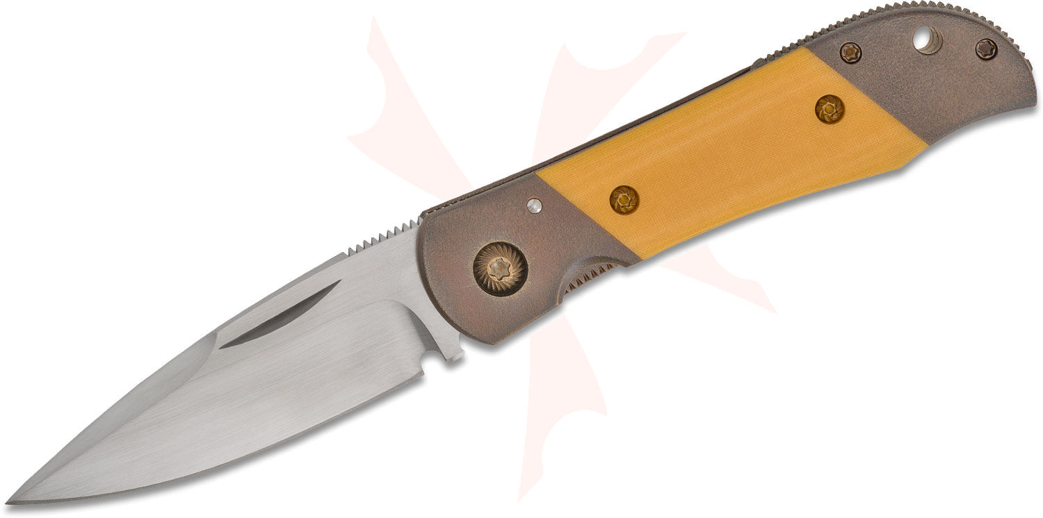 Sal Manaro Custom GMC Folding Knife 2.75" Super Gold 2 Satin Blade ...